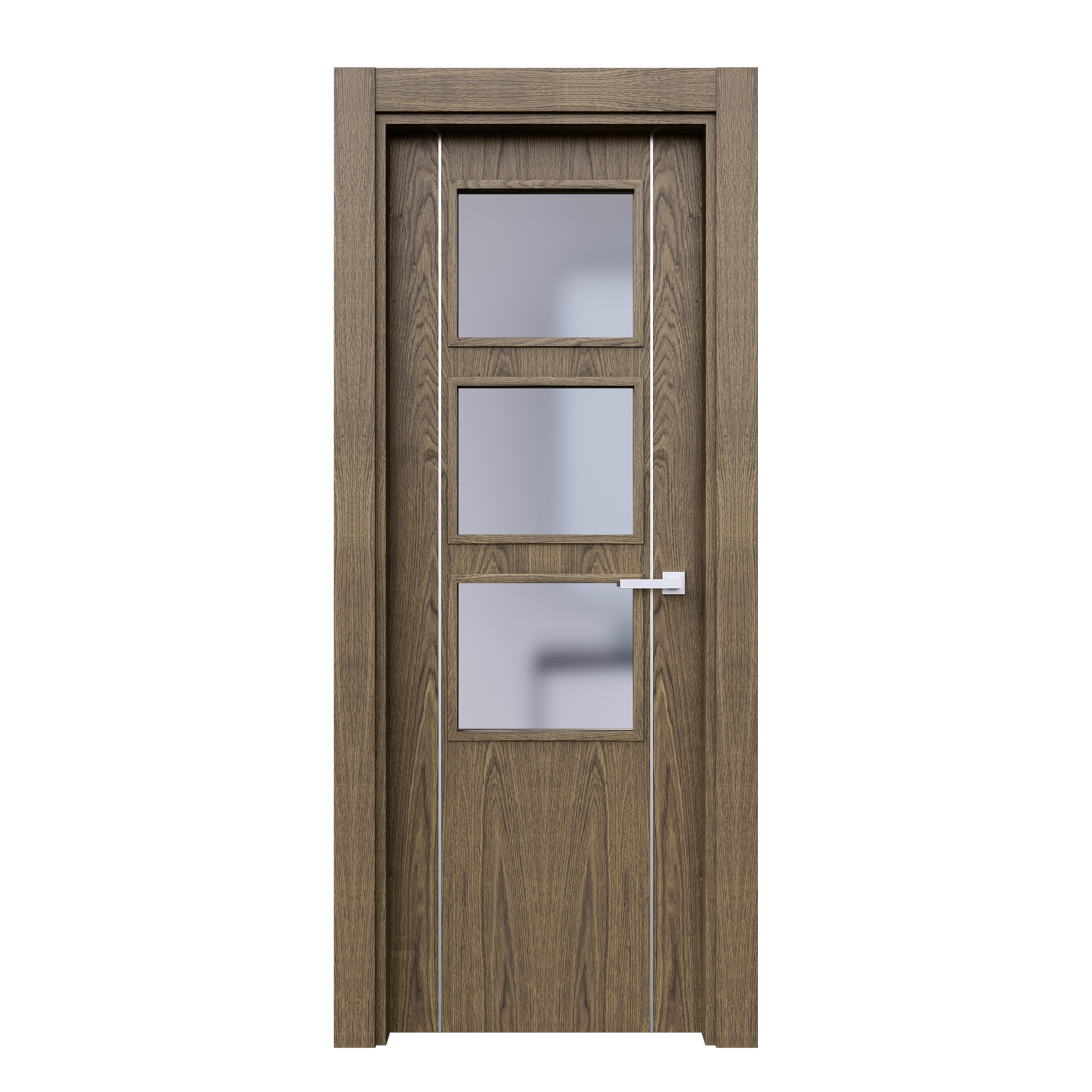 Puerta de interior abatible vidriera con cristal incluido estructura maciza acabado barnizado ...