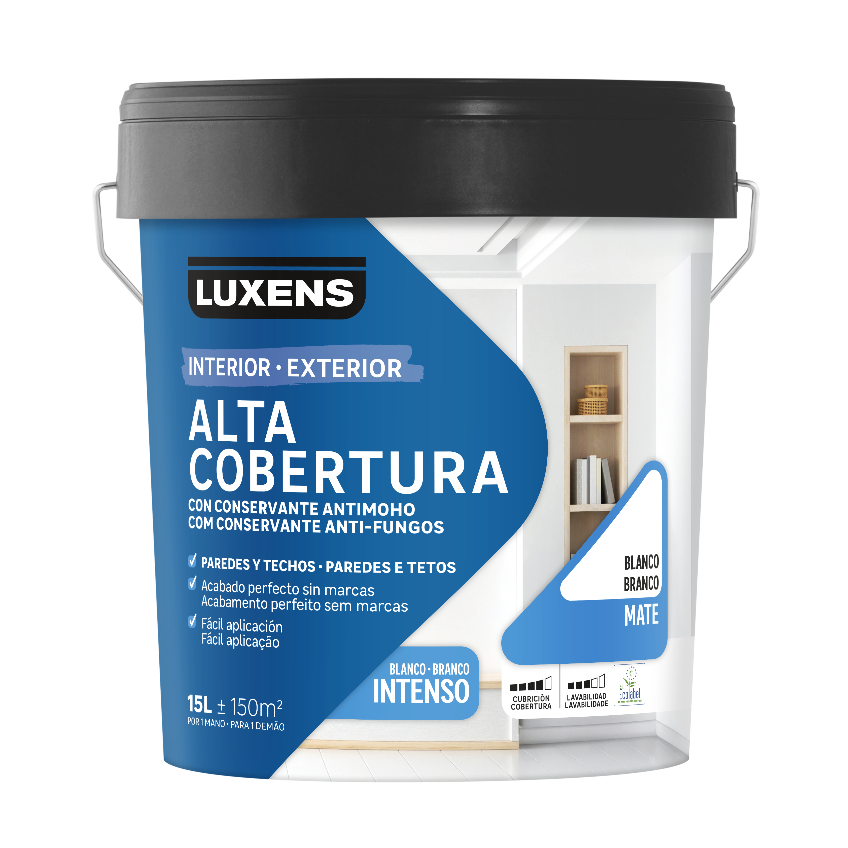 Pintura de interior alta cobertura LUXENS color blanco mate 15L para ...