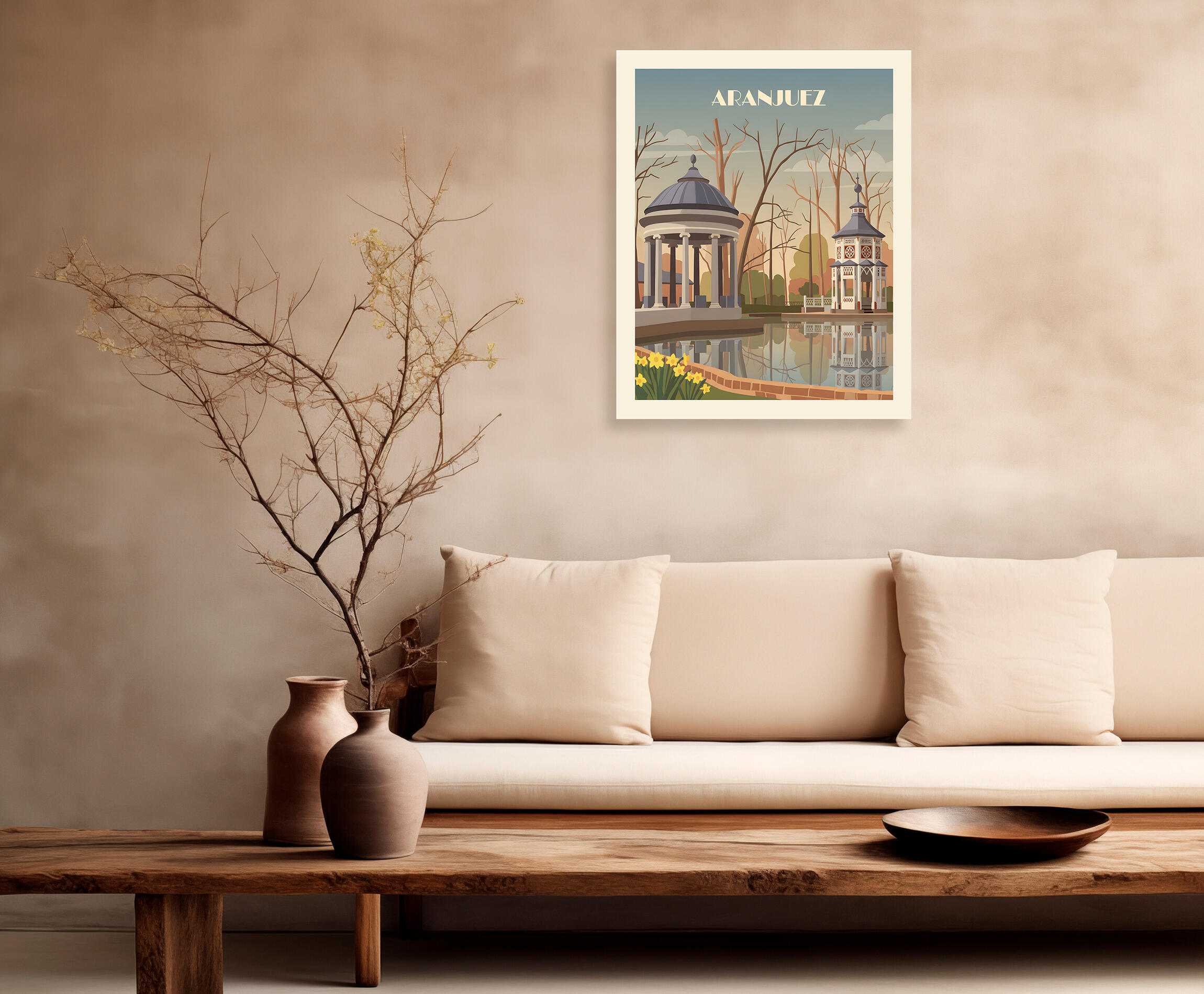 Pintura impresa sin marco Urban city de 40 x 50 cm. MDF Ciudad Retro ...