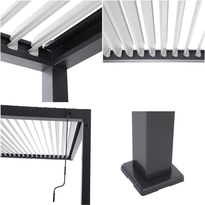 Pergola bioclimatica addossata 3x4 m in alluminio, antracite - Clima ...
