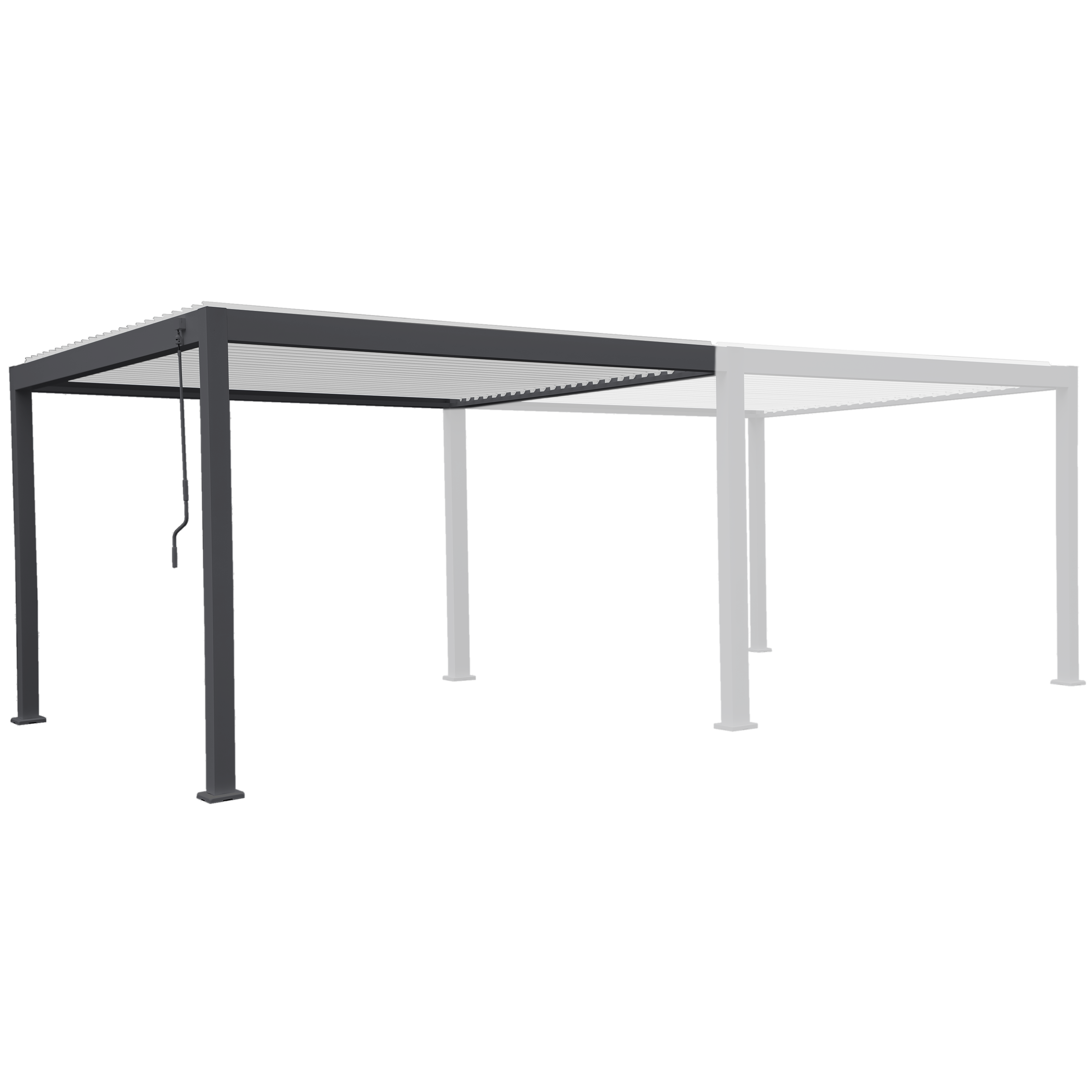 Pérgola bioclimática de aluminio NATERIAL Astra gris y lama gris claro ...