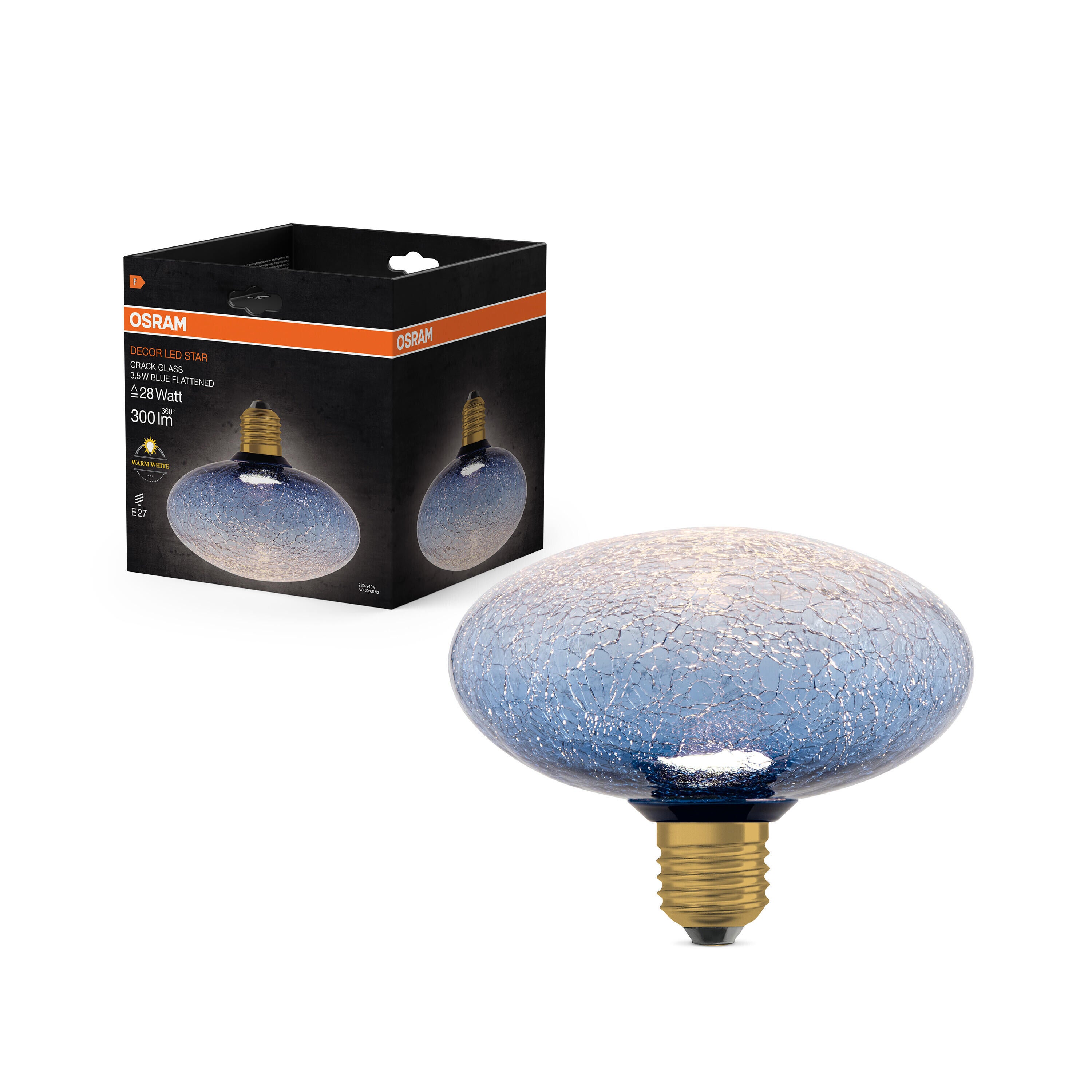 Ampoule led décorative plate E27, 300lm = 28W, bleu, OSRAM | Leroy Merlin