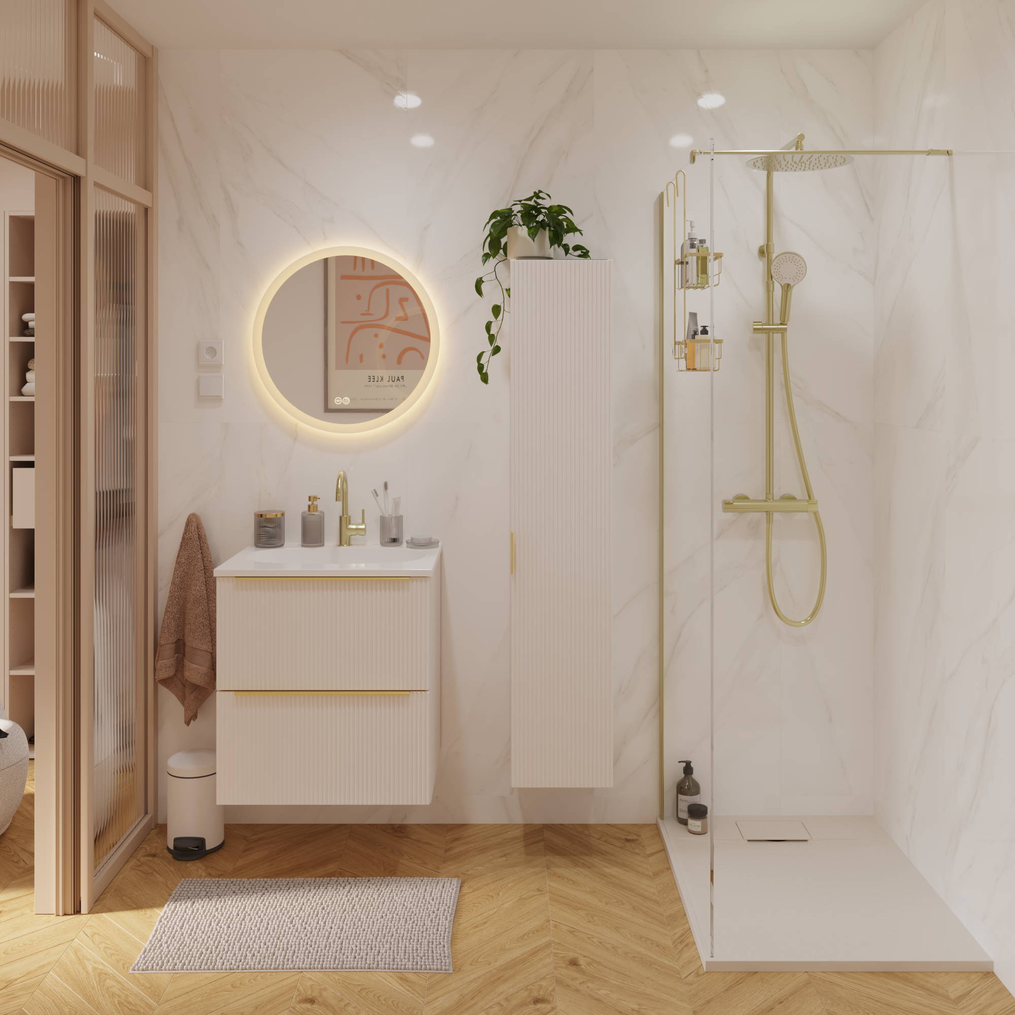 Colonne 1p l.30 x H.154 x P.35 cm beige lin Groove | Leroy Merlin