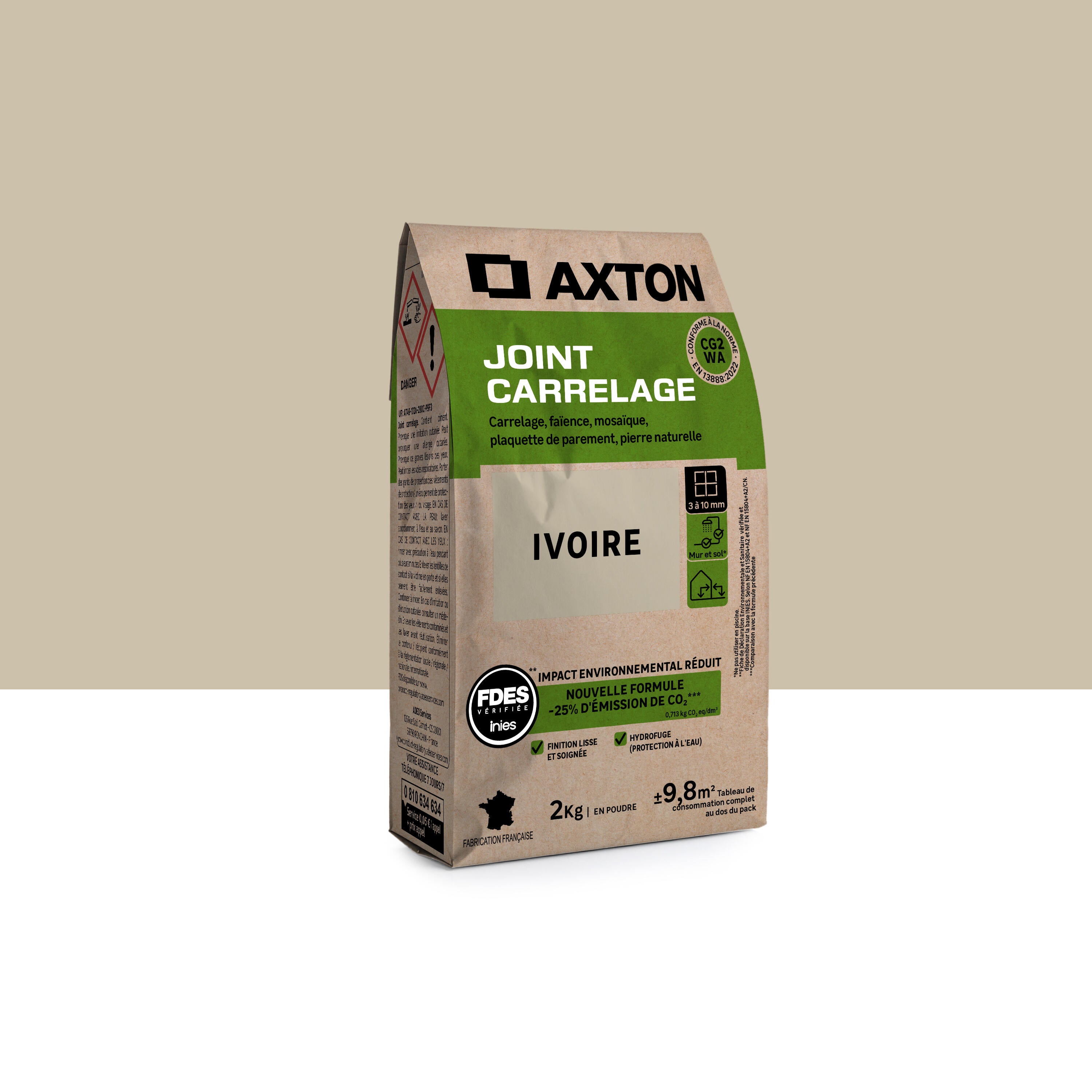 Joint Poudre Carrelage/Mosaïques Ivoire AXTON, 2 kg | Leroy Merlin