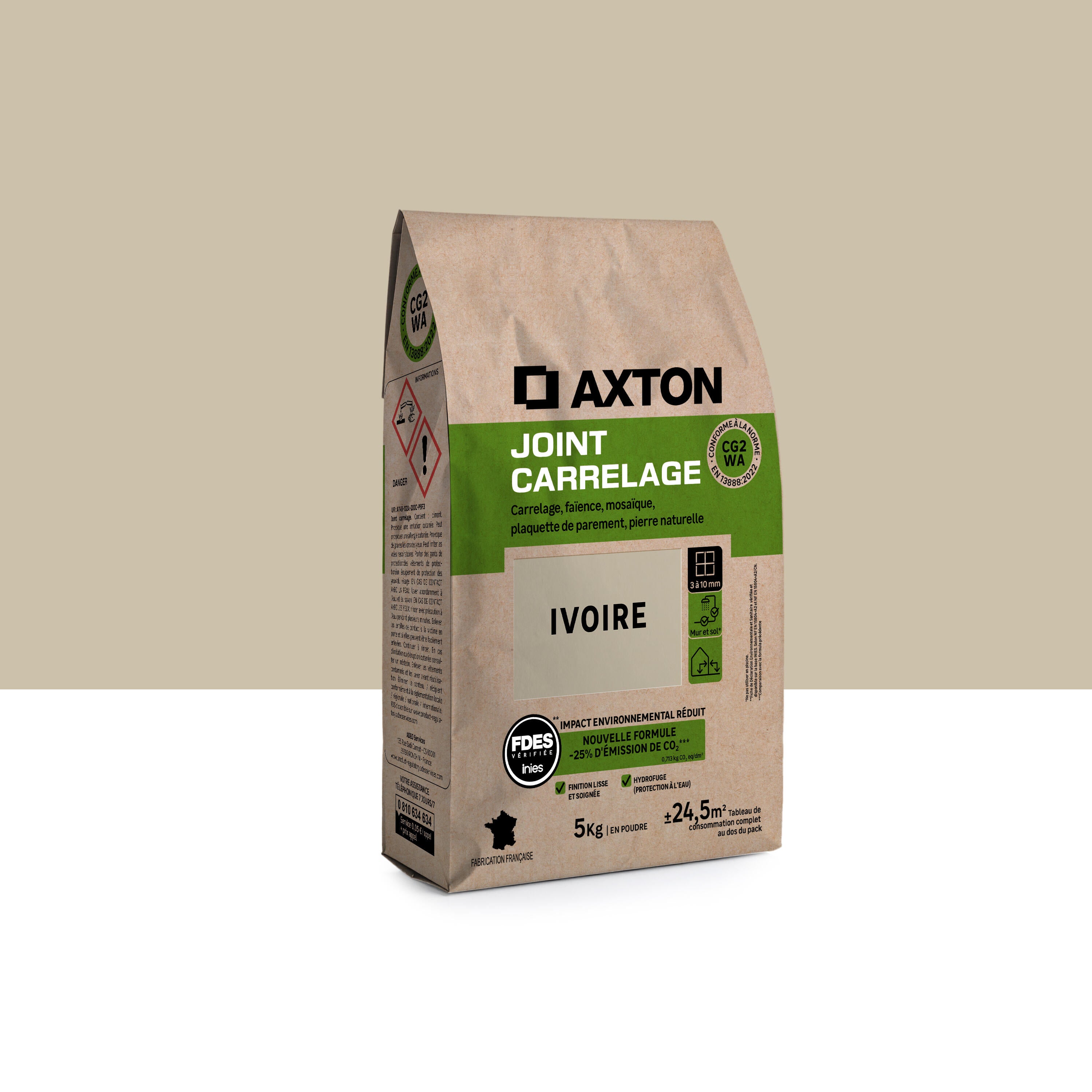 Joint Poudre Carrelage/Mosaïques Ivoire AXTON, 5 kg | Leroy Merlin
