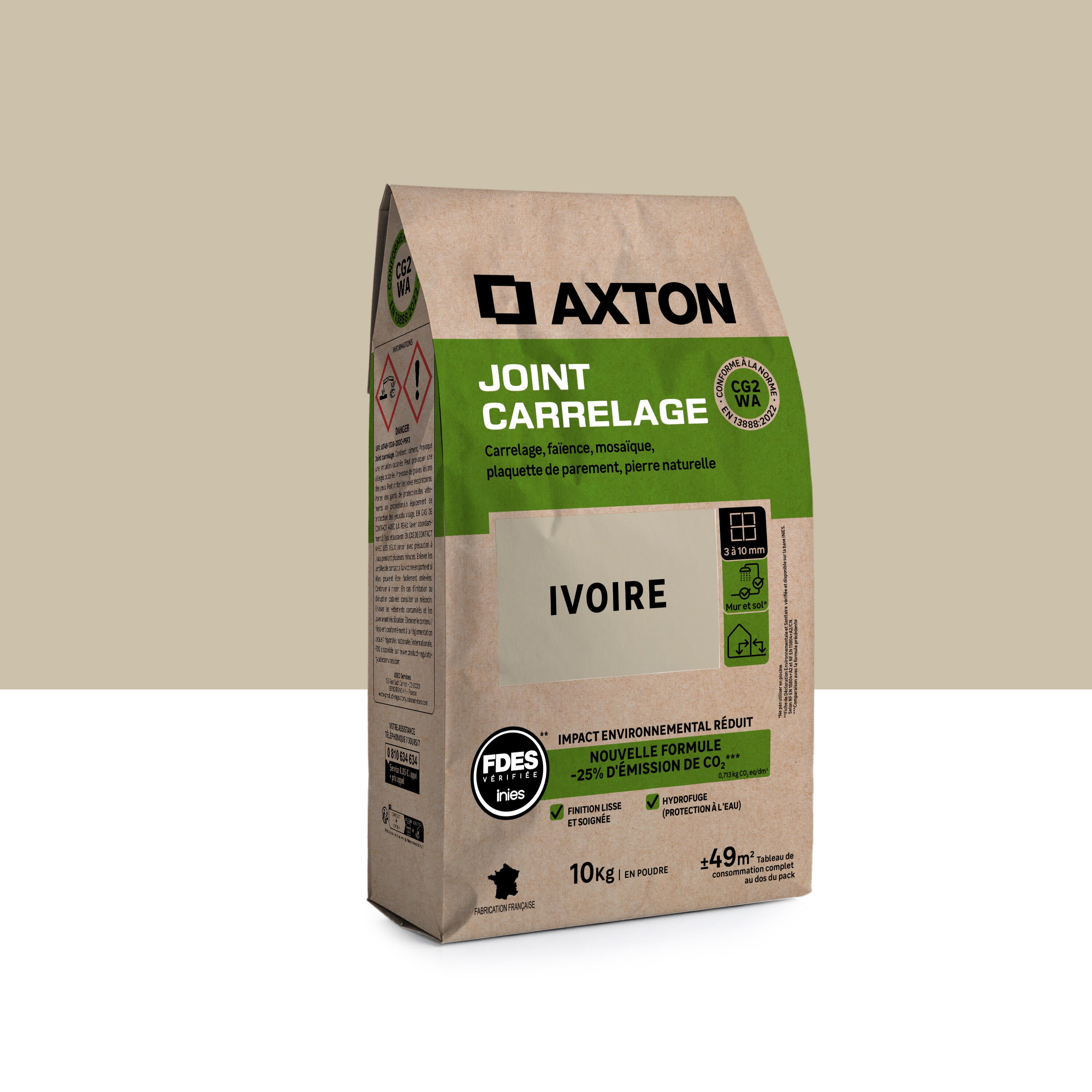 Joint Poudre Carrelage/Mosaïques Ivoire AXTON, 10 kg | Leroy Merlin