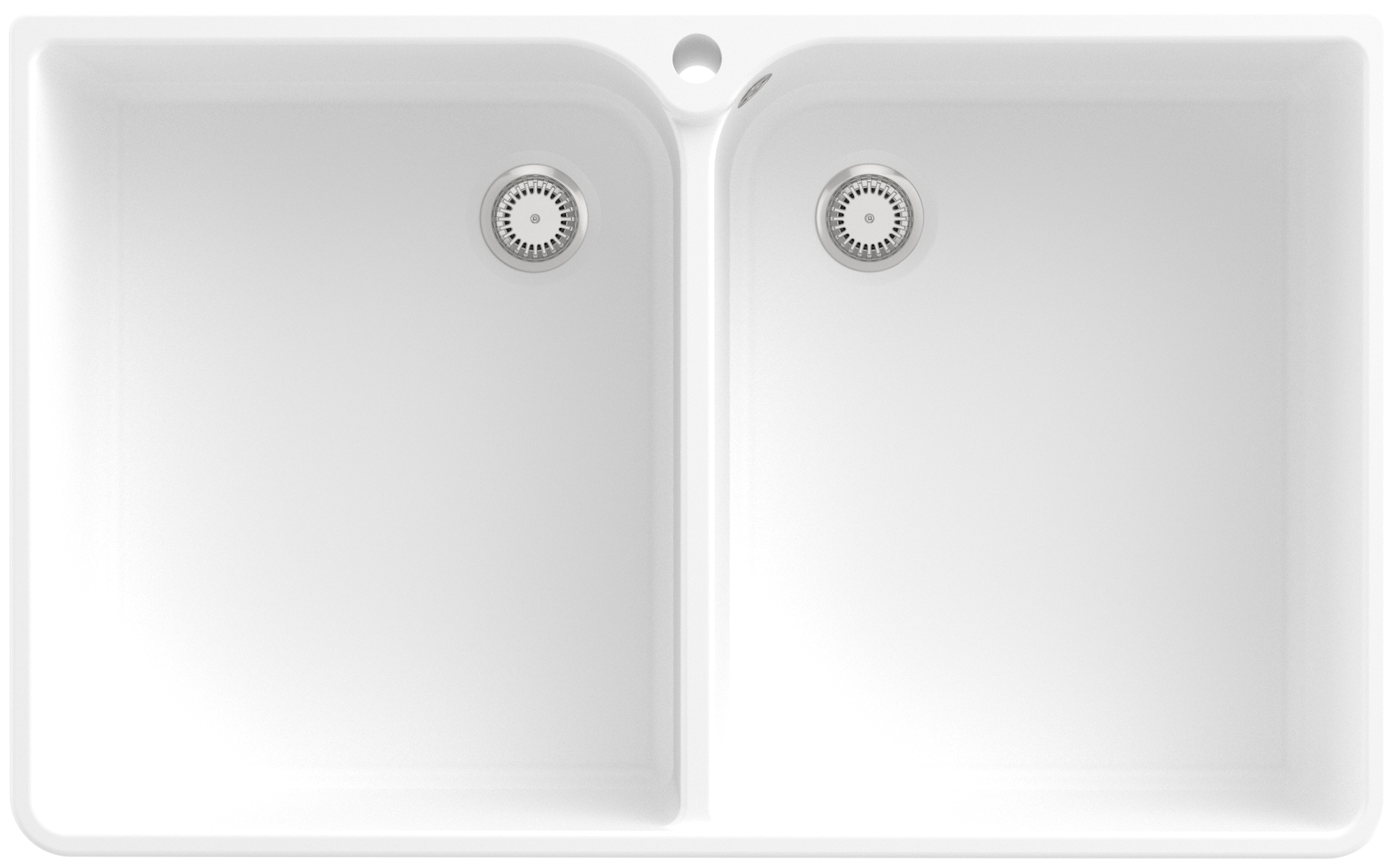 Evier Timbre d'office 2 bacs avec égouttoir céramique Crystal blanc mat ...