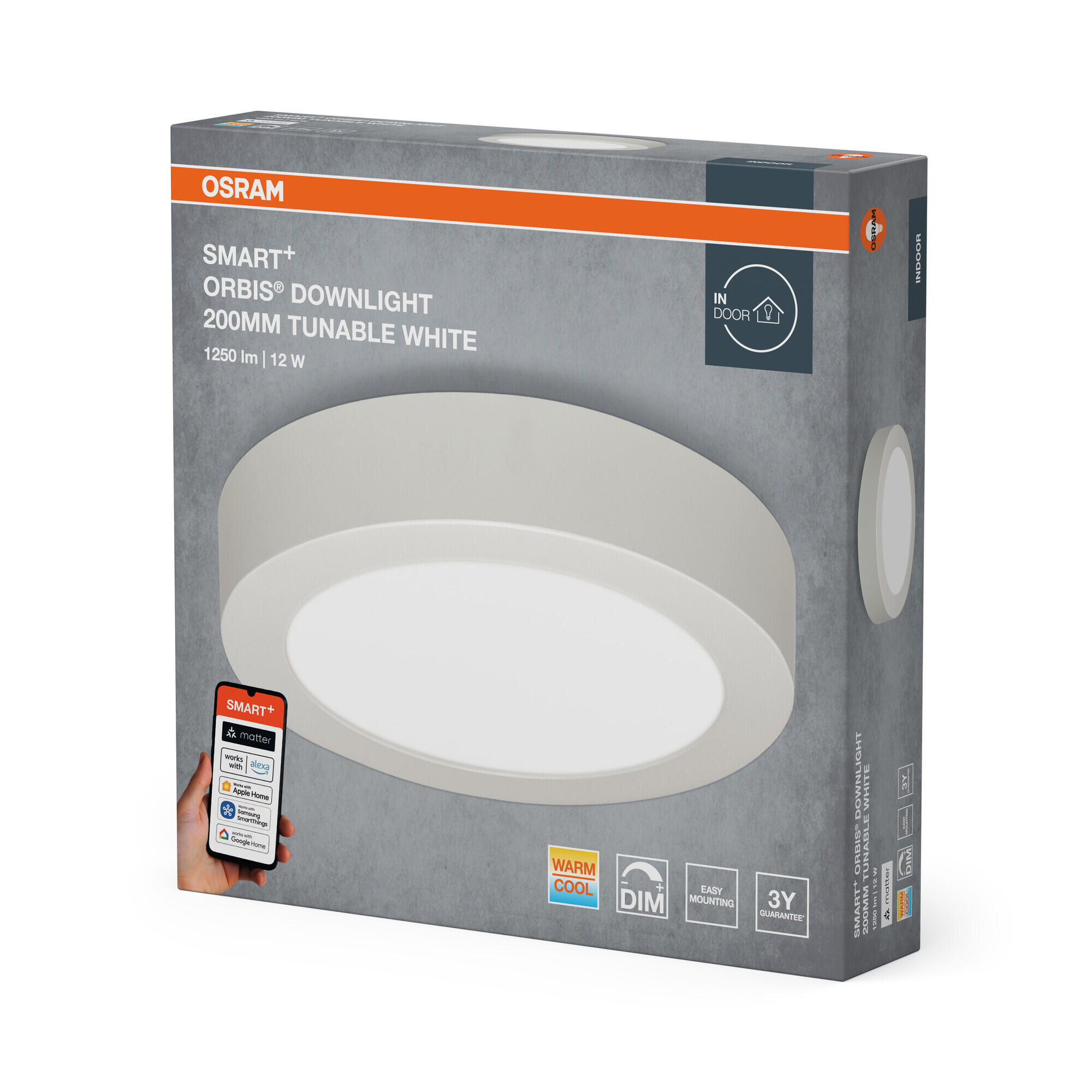 Downlight LED de superficie OSRAM Orbis blanco redondo ø20 cm 1250 lm 12 W luz CCT 3000K-6500K ...