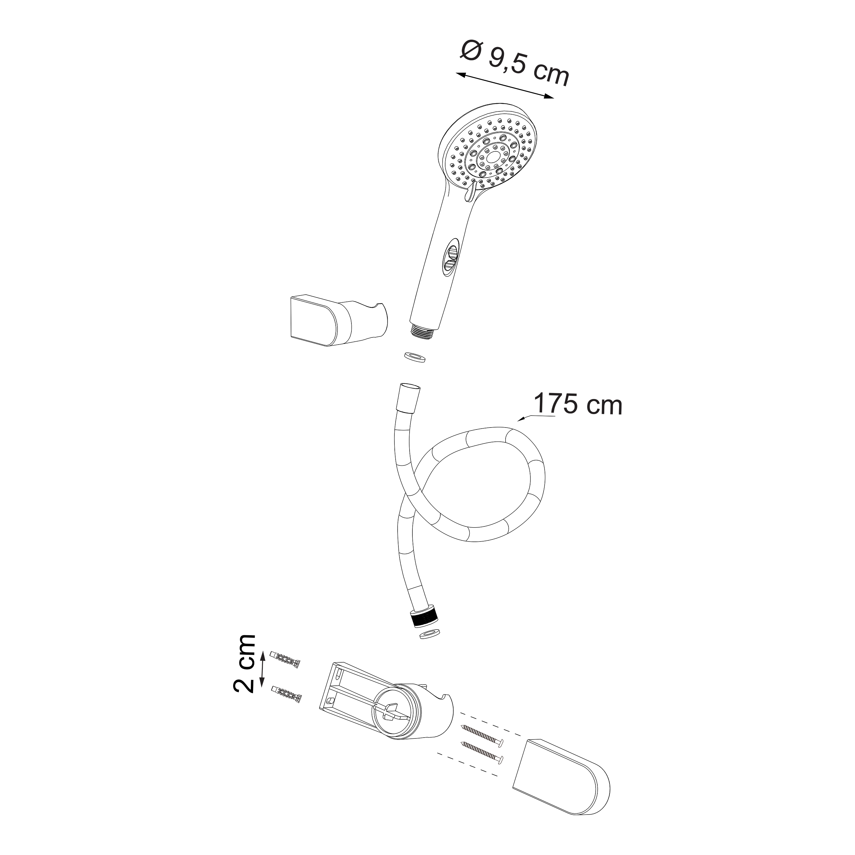 Pommeau, flexible et support mural5, SENSEA Cinco chromé | Leroy Merlin