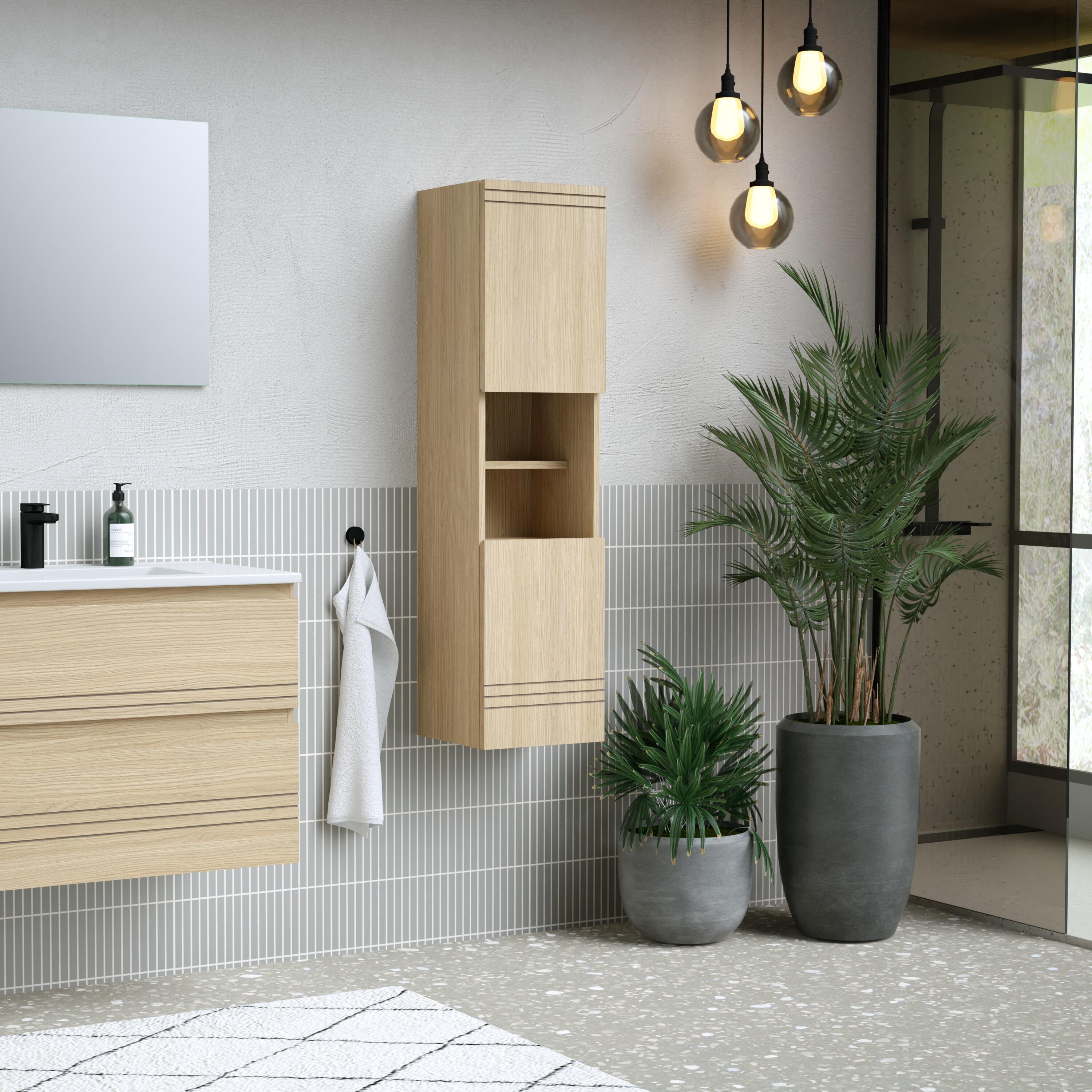 Colonne de salle de bains 2p l.30 x H.120 x P.30 cm effet chêne Arty ...