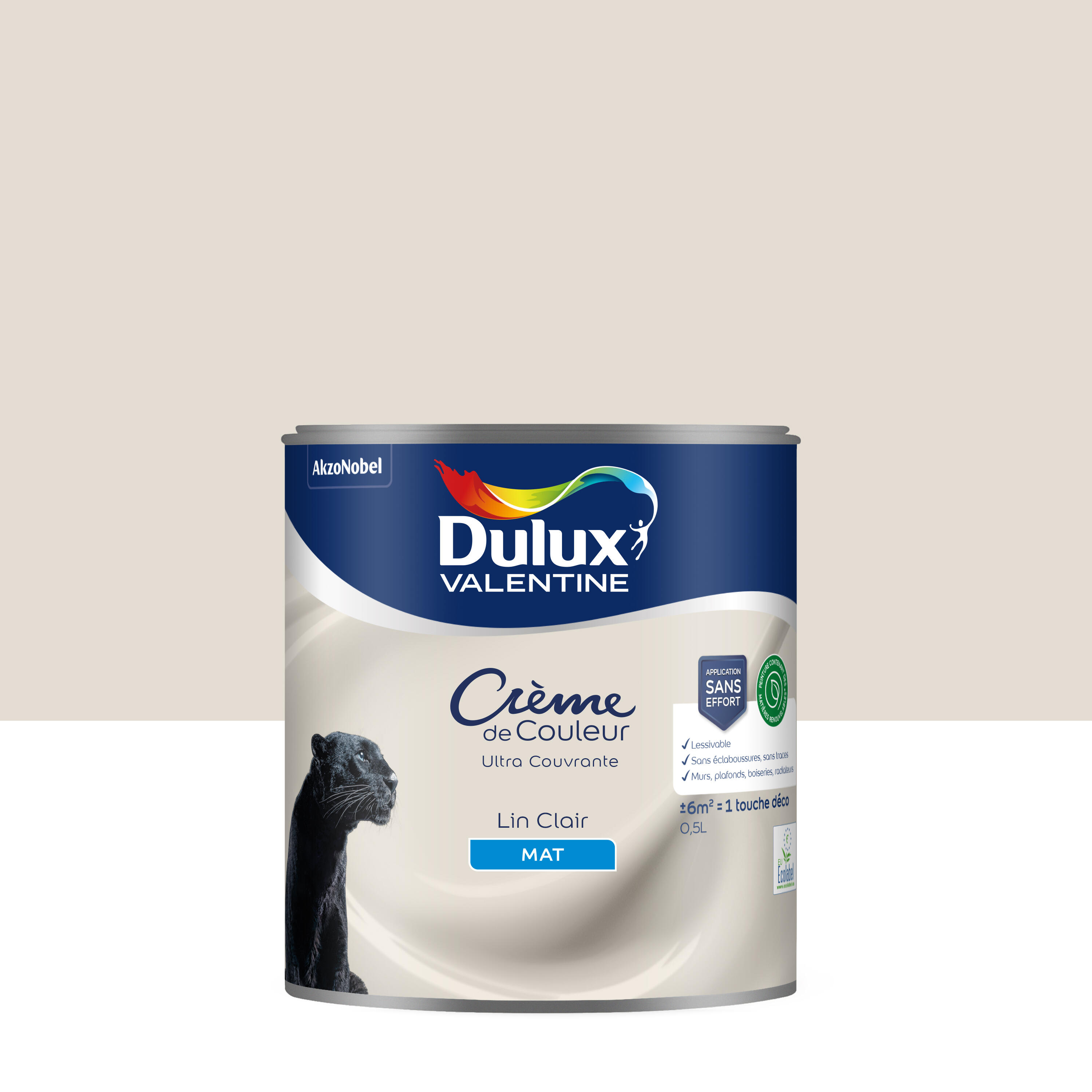 Peinture mur lin clair mat DULUX VALENTINE Crème de couleur 0.5L ...