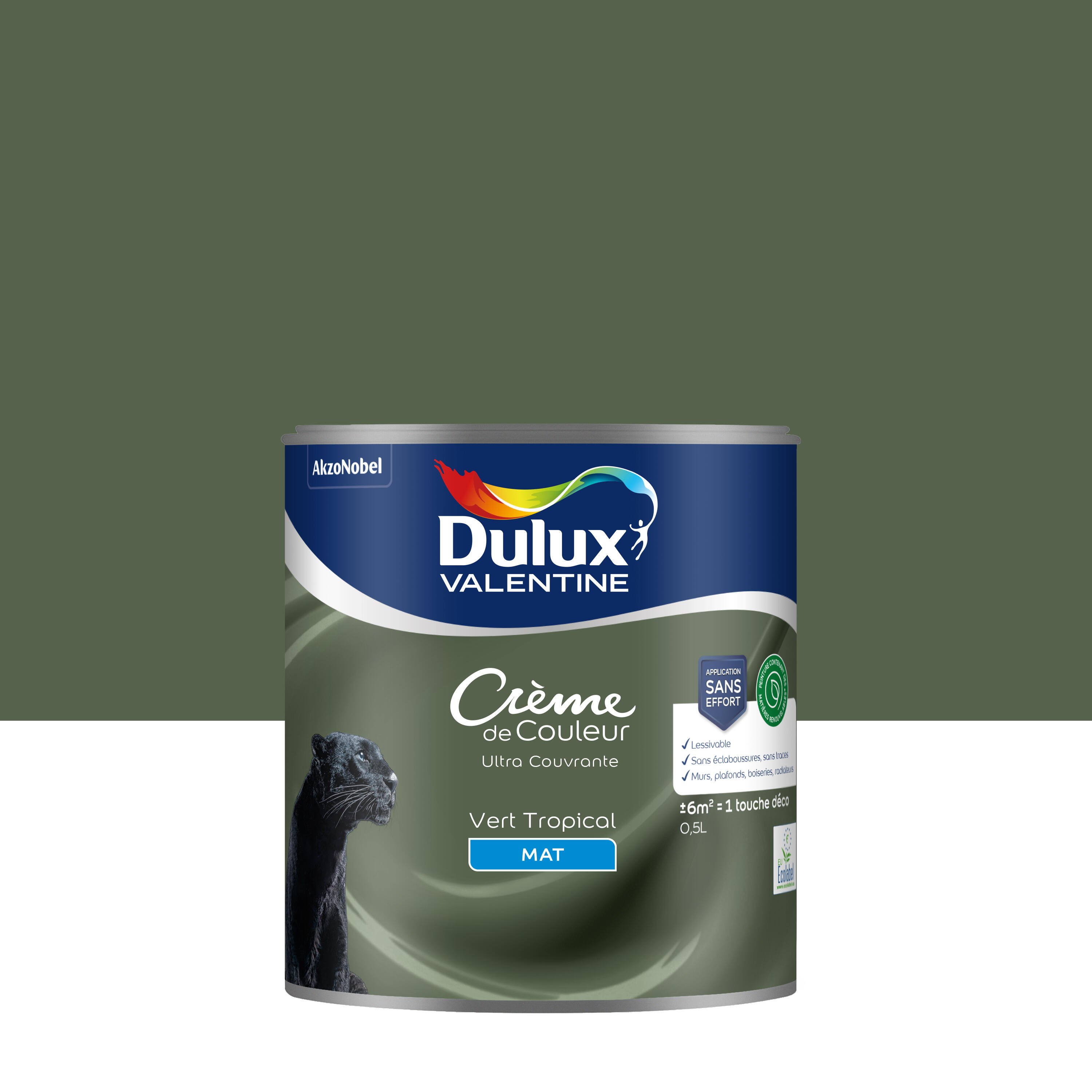 Peinture mur vert tropical mat DULUX VALENTINE Crème de couleur 0.5L ...
