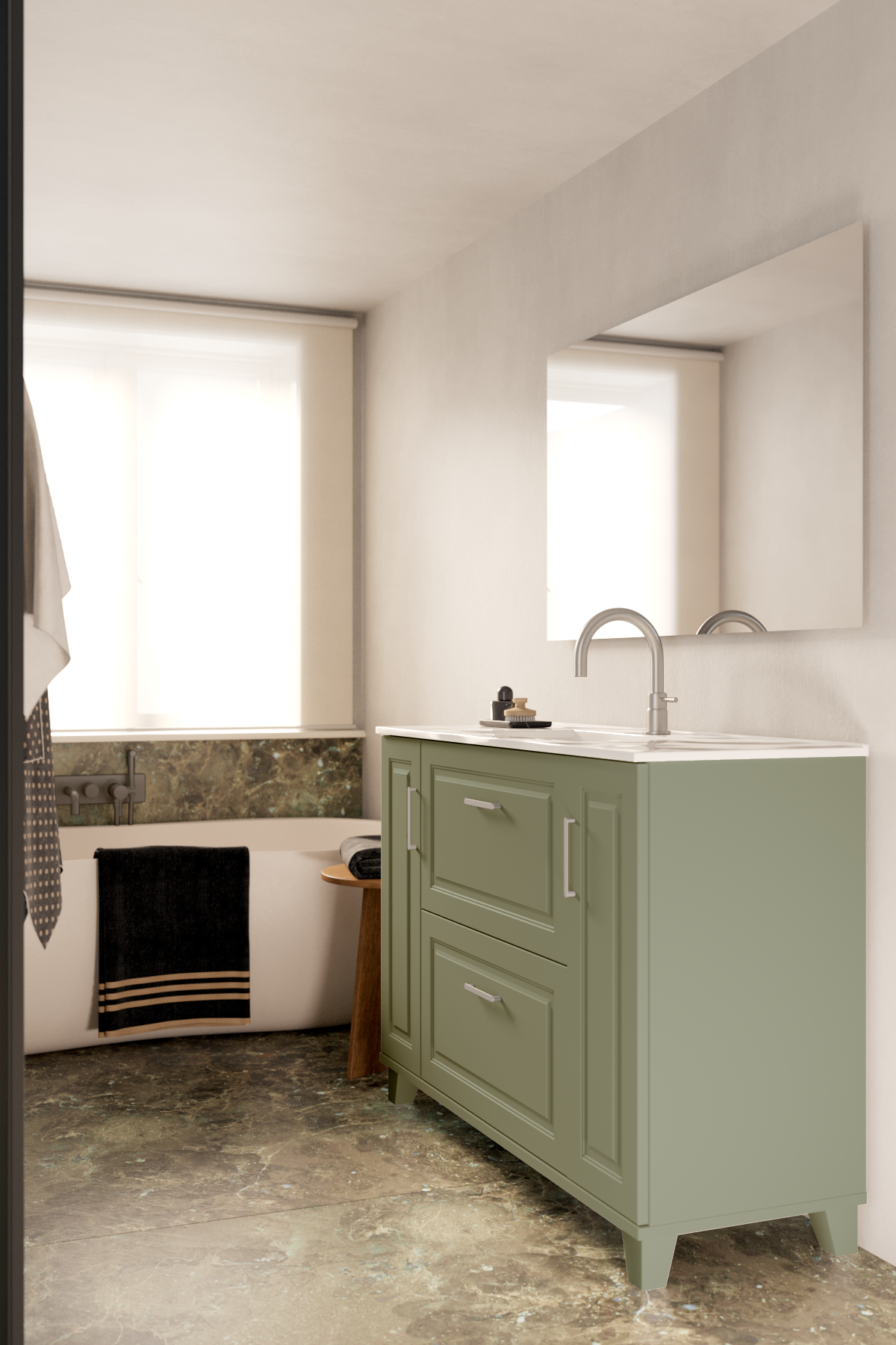 Mueble de baño con lavabo Ashley verde 120x45 cm | Leroy Merlin