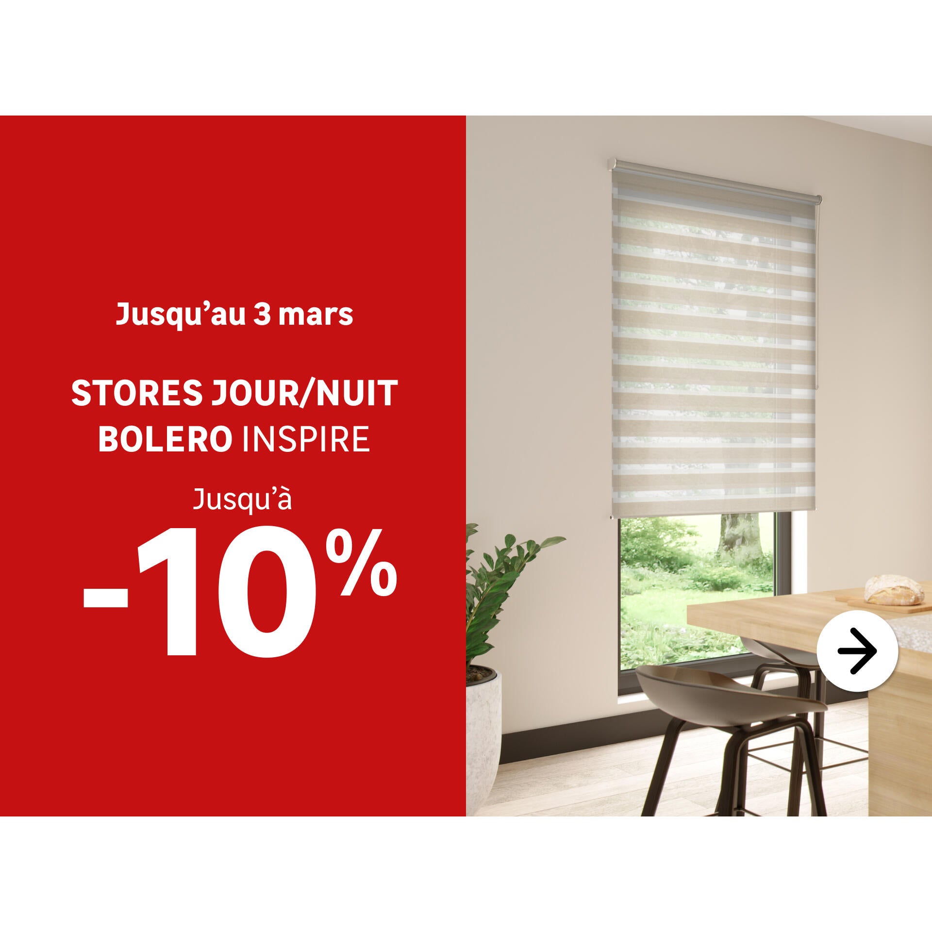 Jusqu'à -10% sur les stores jour nuit Boléro INSPIRE | Leroy Merlin
