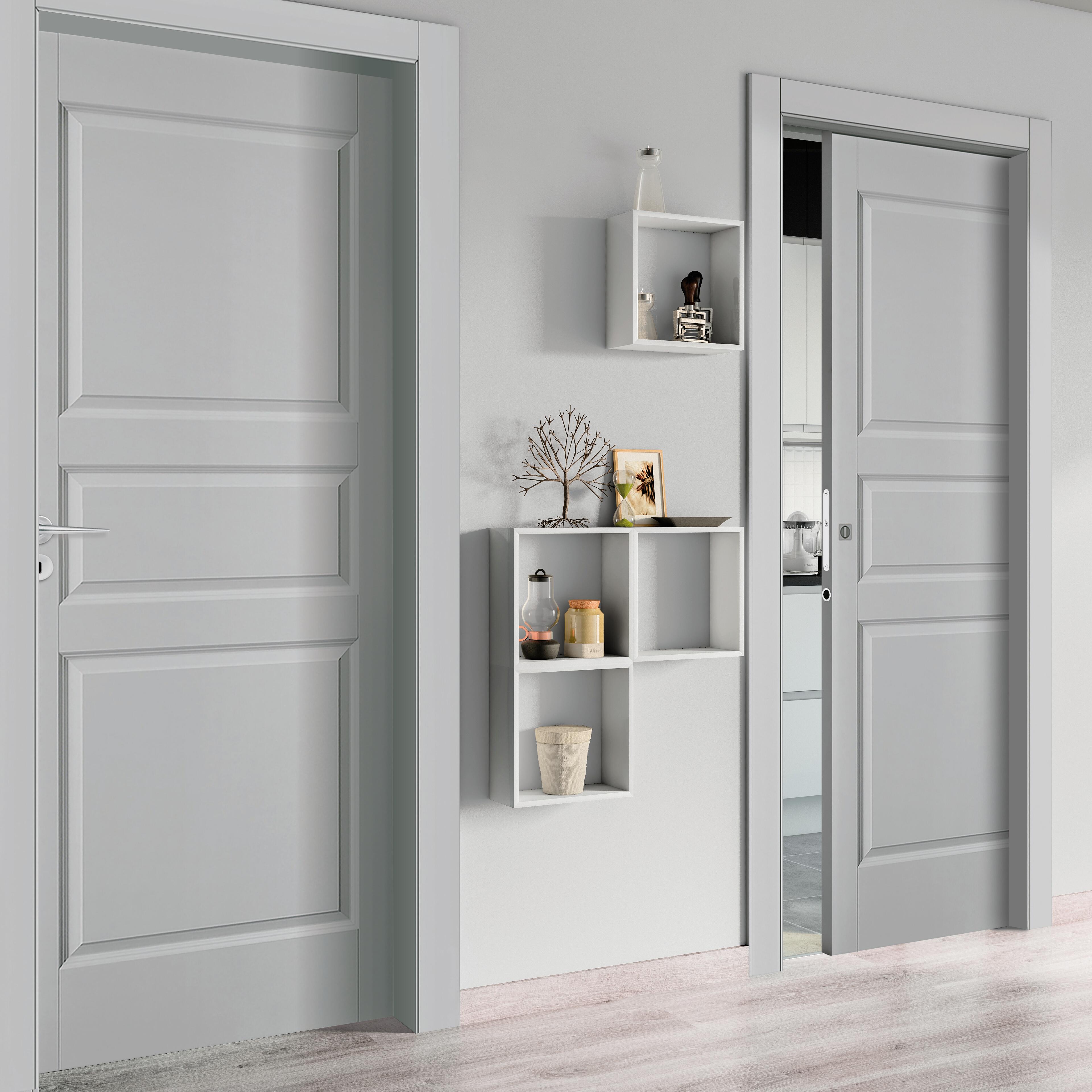 Porta interna a battente New York in MDF colore grigio, L 90 x H 210 cm ...