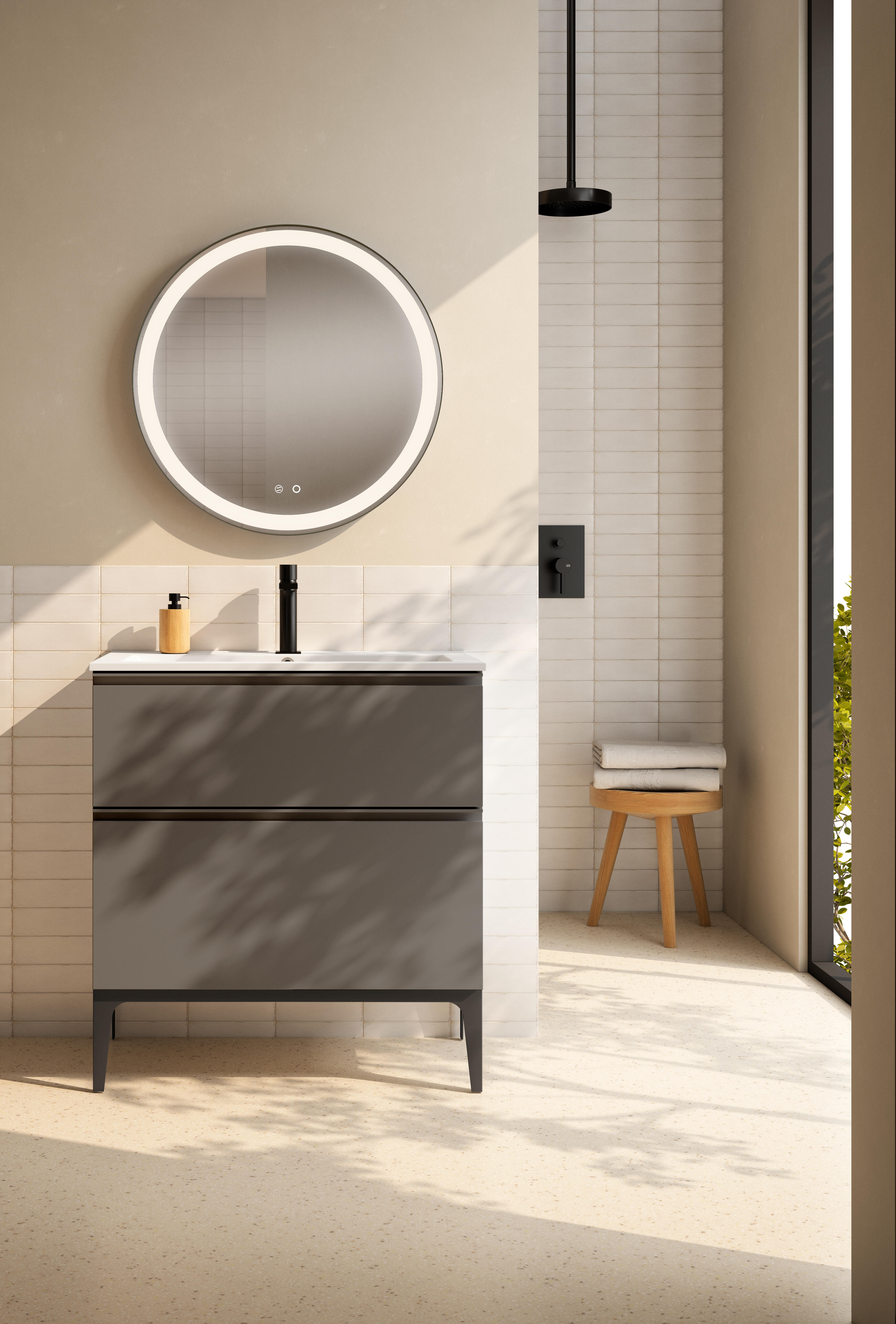 Mueble de baño con lavabo Dales gris oscuro 80x45 cm | Leroy Merlin