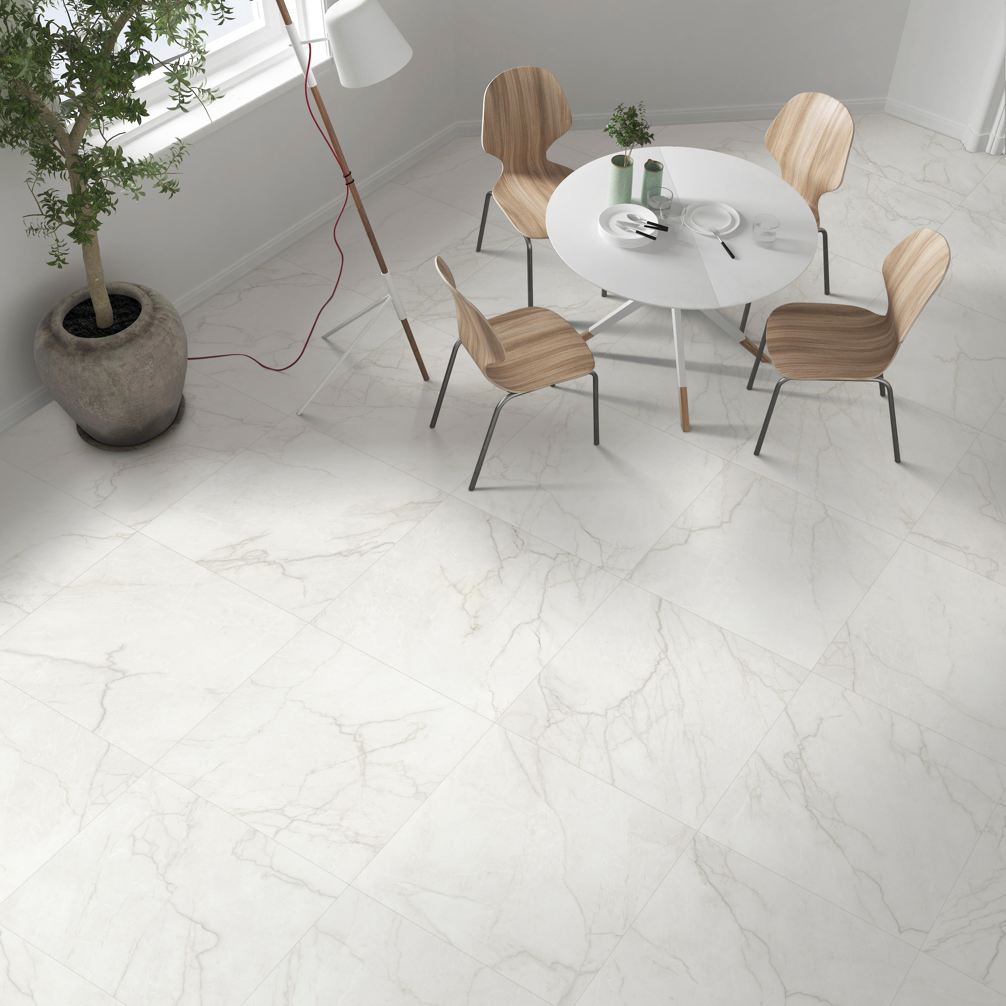 Carrelage sol/mur intérieur effet marbre ivoire Saline l.60 x L.60 cm x ...