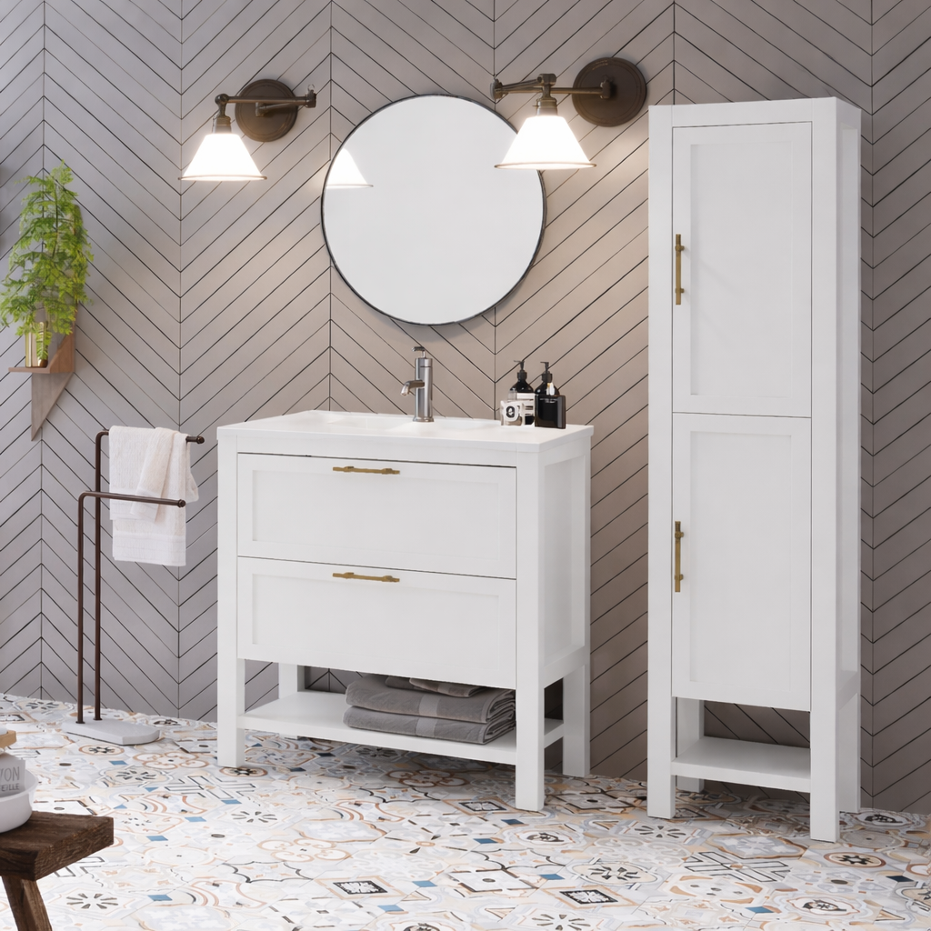 Mueble de baño con lavabo Kende blanco mate 80x46 cm | Leroy Merlin