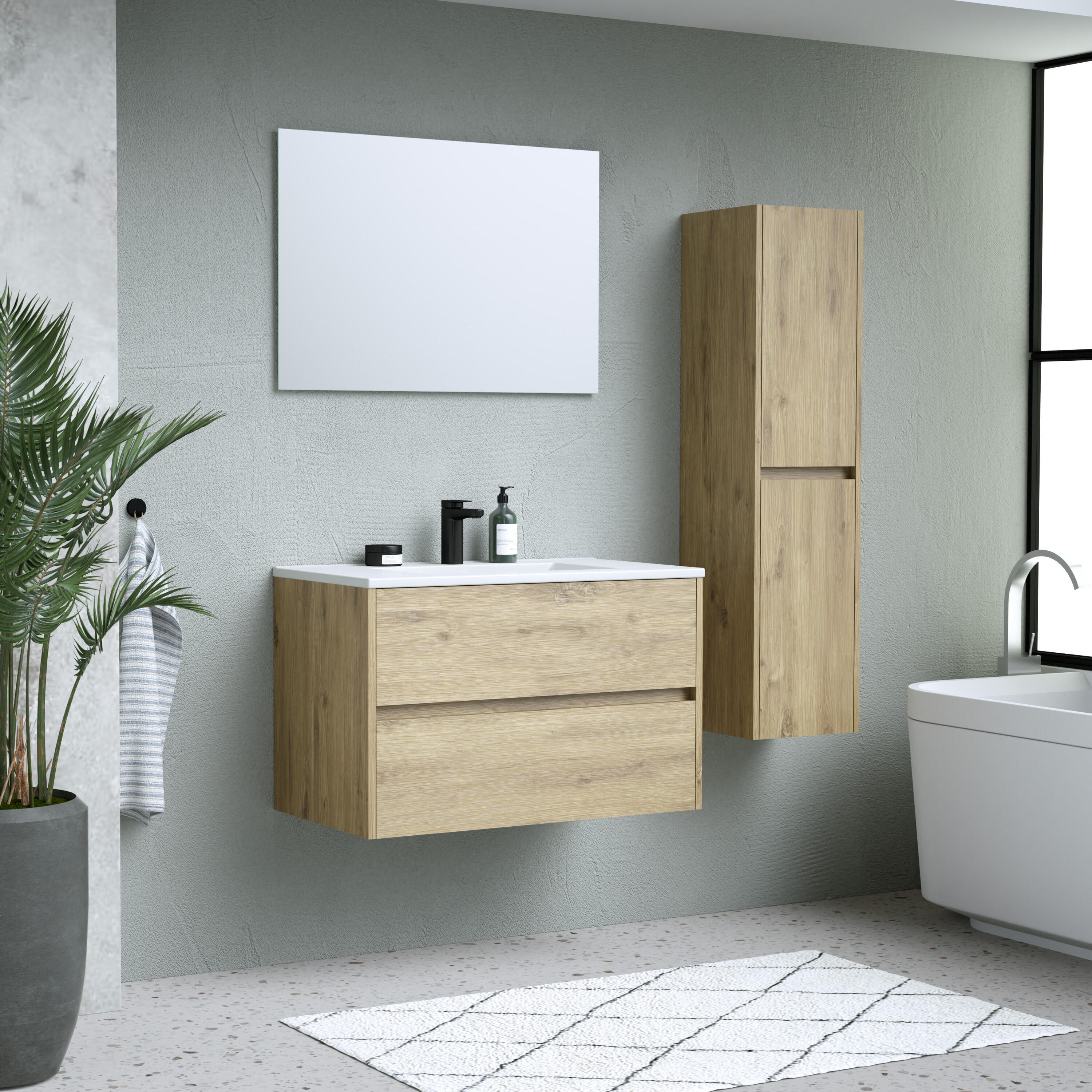 Meuble sous-vasque, Aura L.45cm x H.50cm beige Attente référence adeo ...