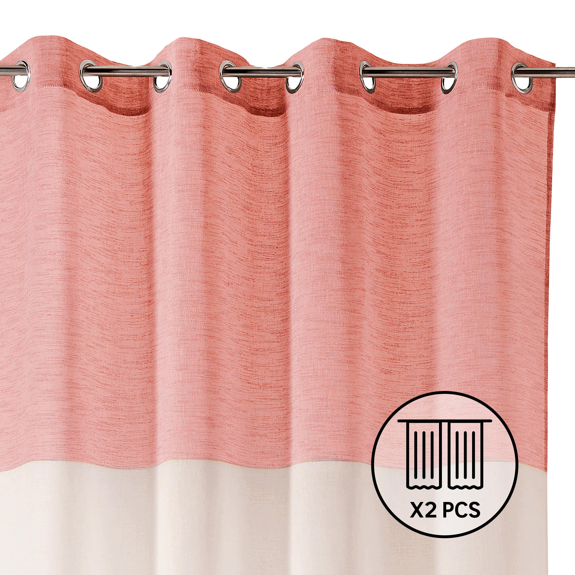 Set 2 Visillos ollaos Riveka INSPIRE liso naranja cotta, beige de ...