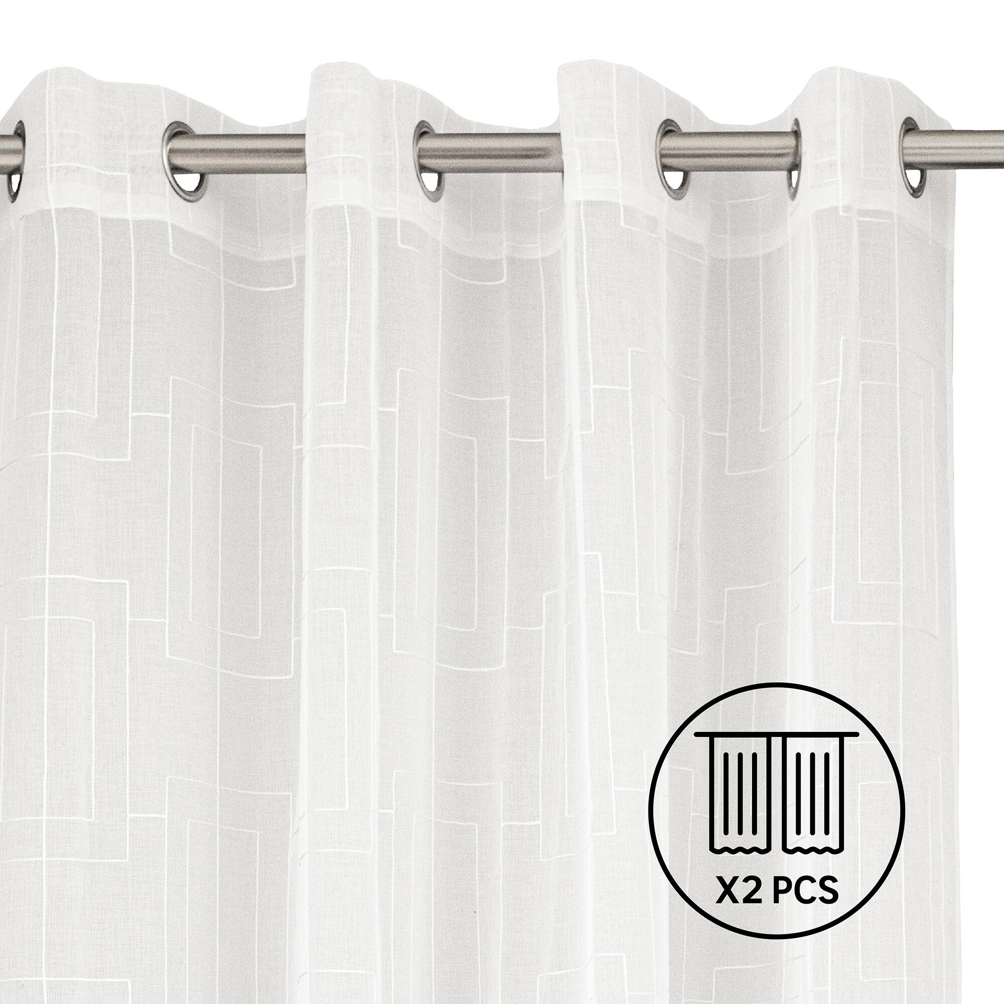 Set 2 Visillos ollaos Clea INSPIRE de 140x280cm blanco | Leroy Merlin