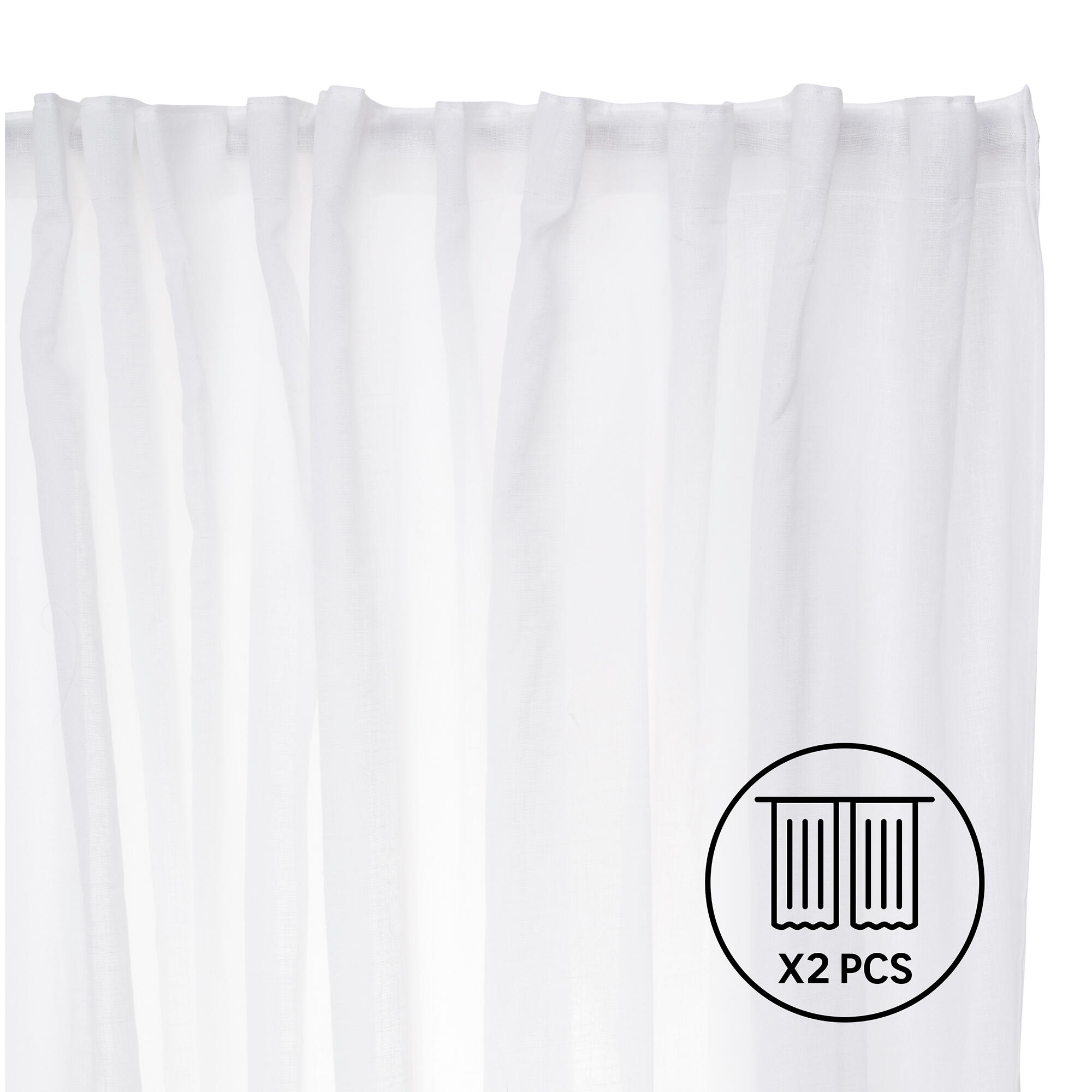 Set 2 Visillos cinta frunce Taylor INSPIRE de 200x270cm liso blanco ...
