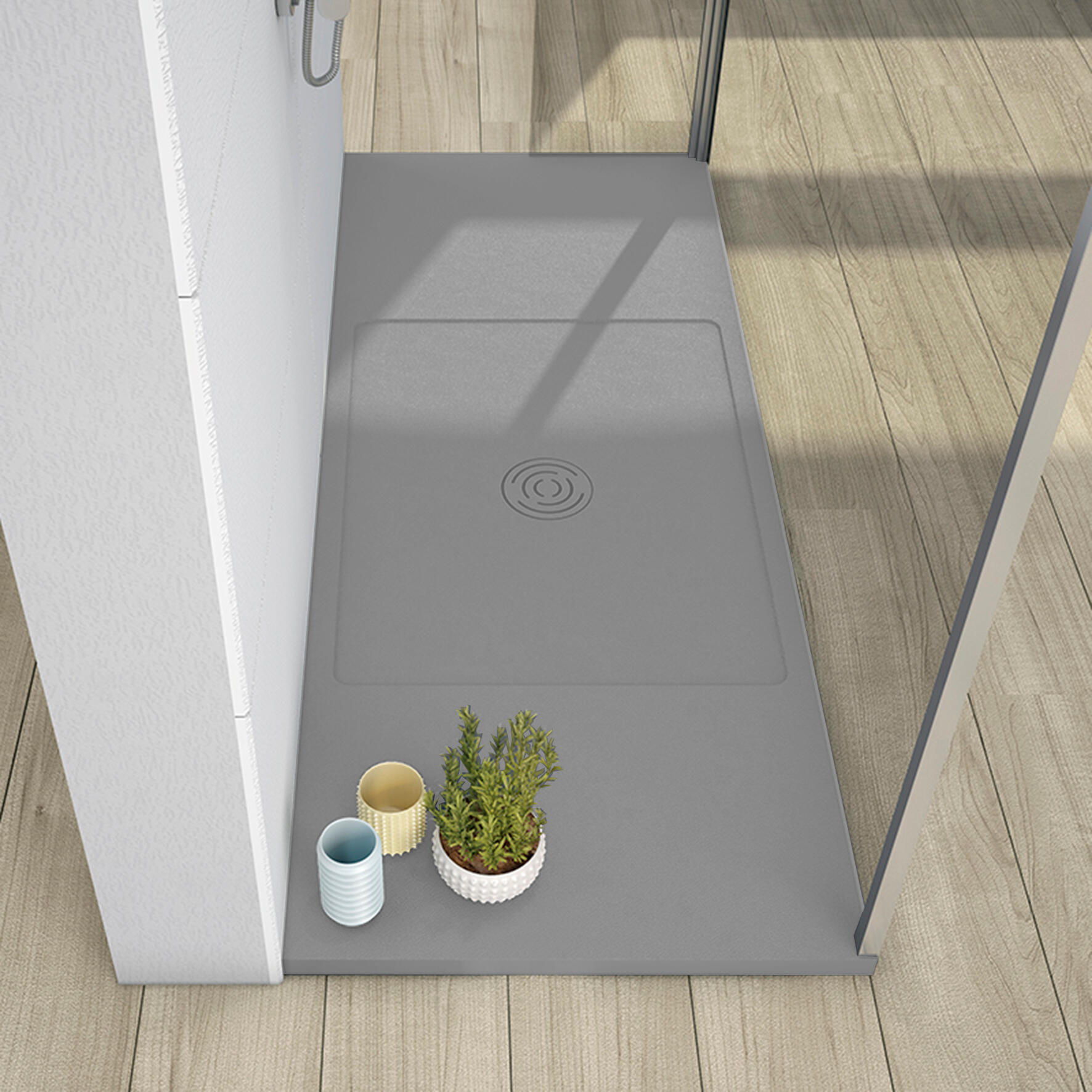 Plato de ducha Unic U1 170x110 cm gris oscuro | Leroy Merlin