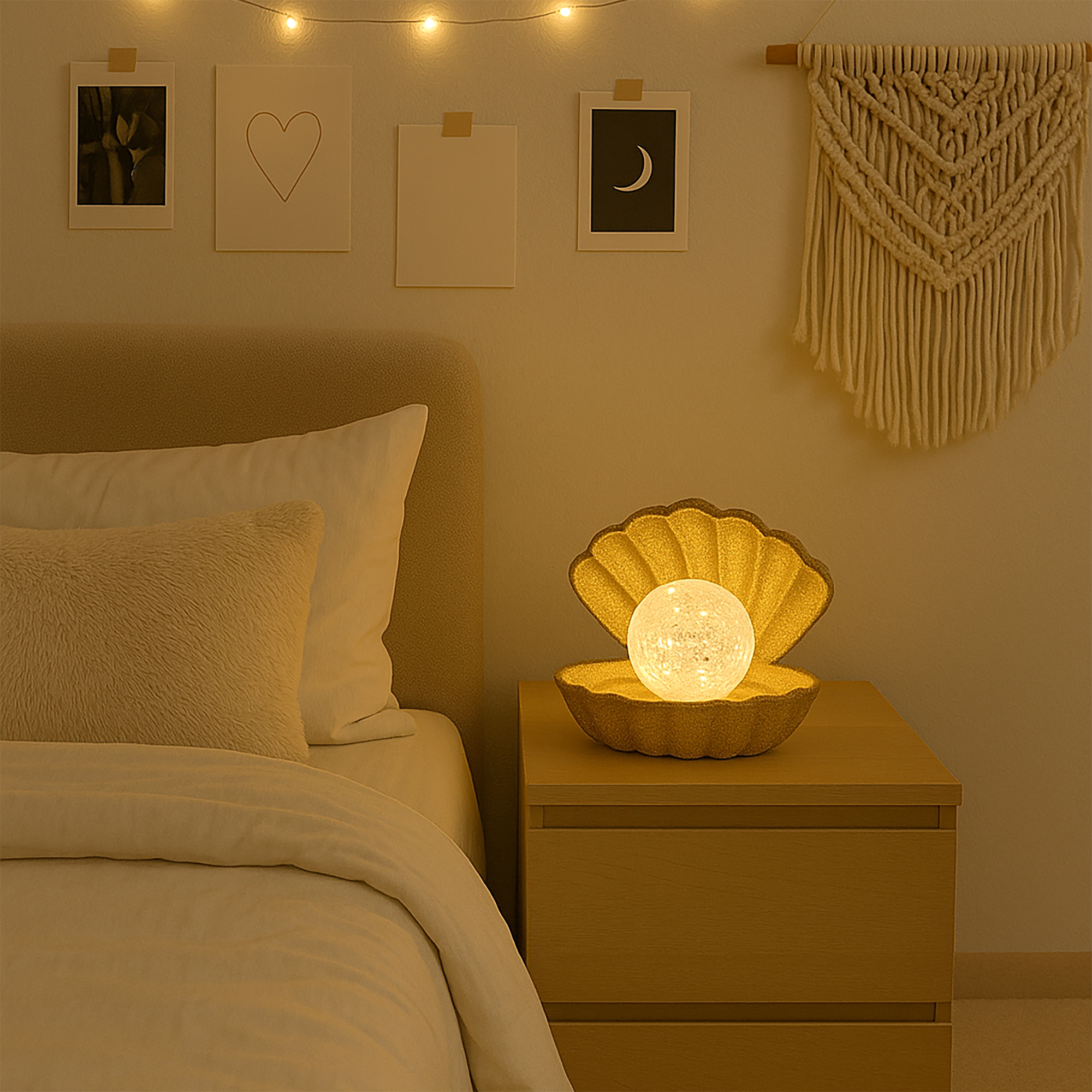 Lampe Coquillage, H.14.8 cm, LED, doré | Leroy Merlin