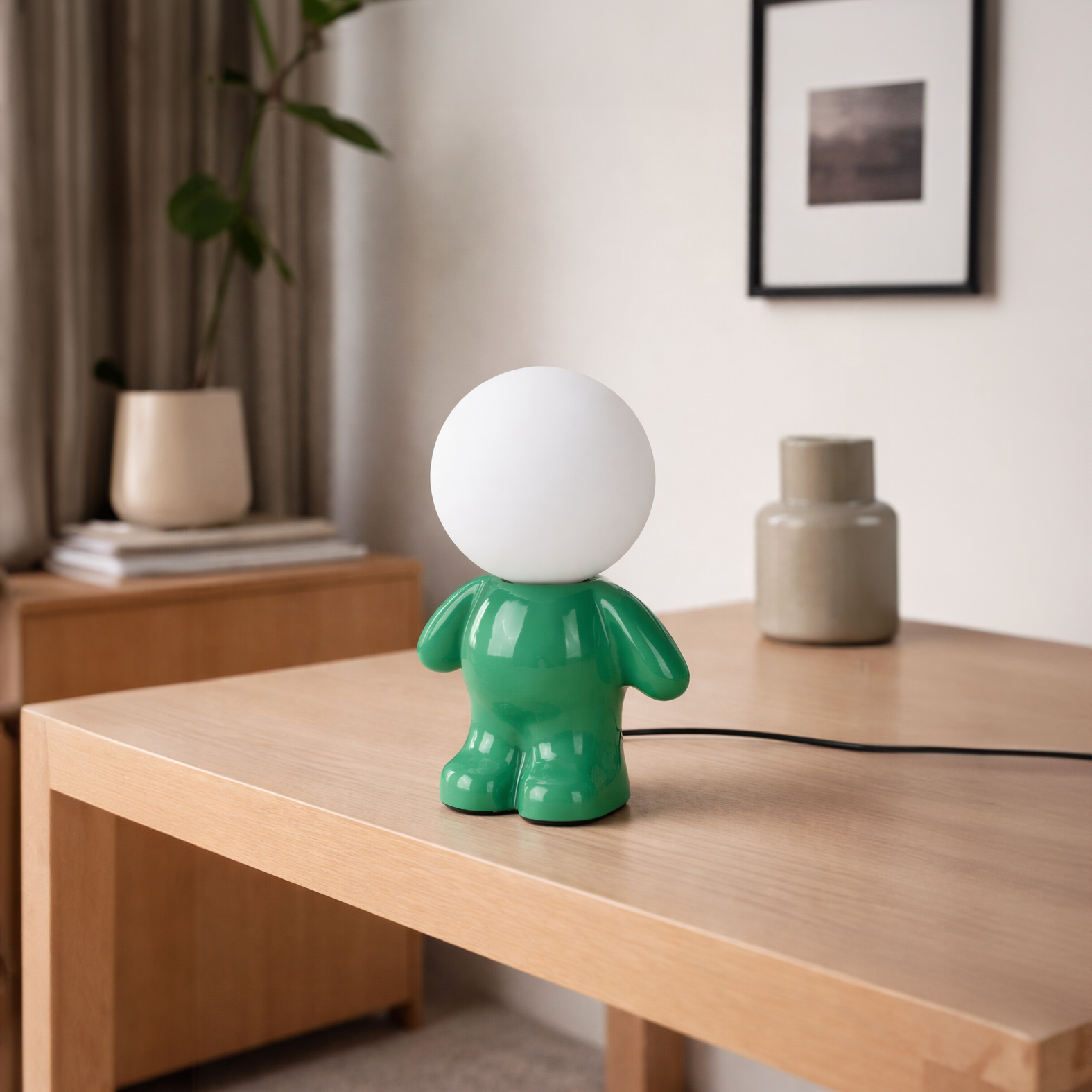 Lampe Sam, céramique, vert, H.20 cm, G9 | Leroy Merlin