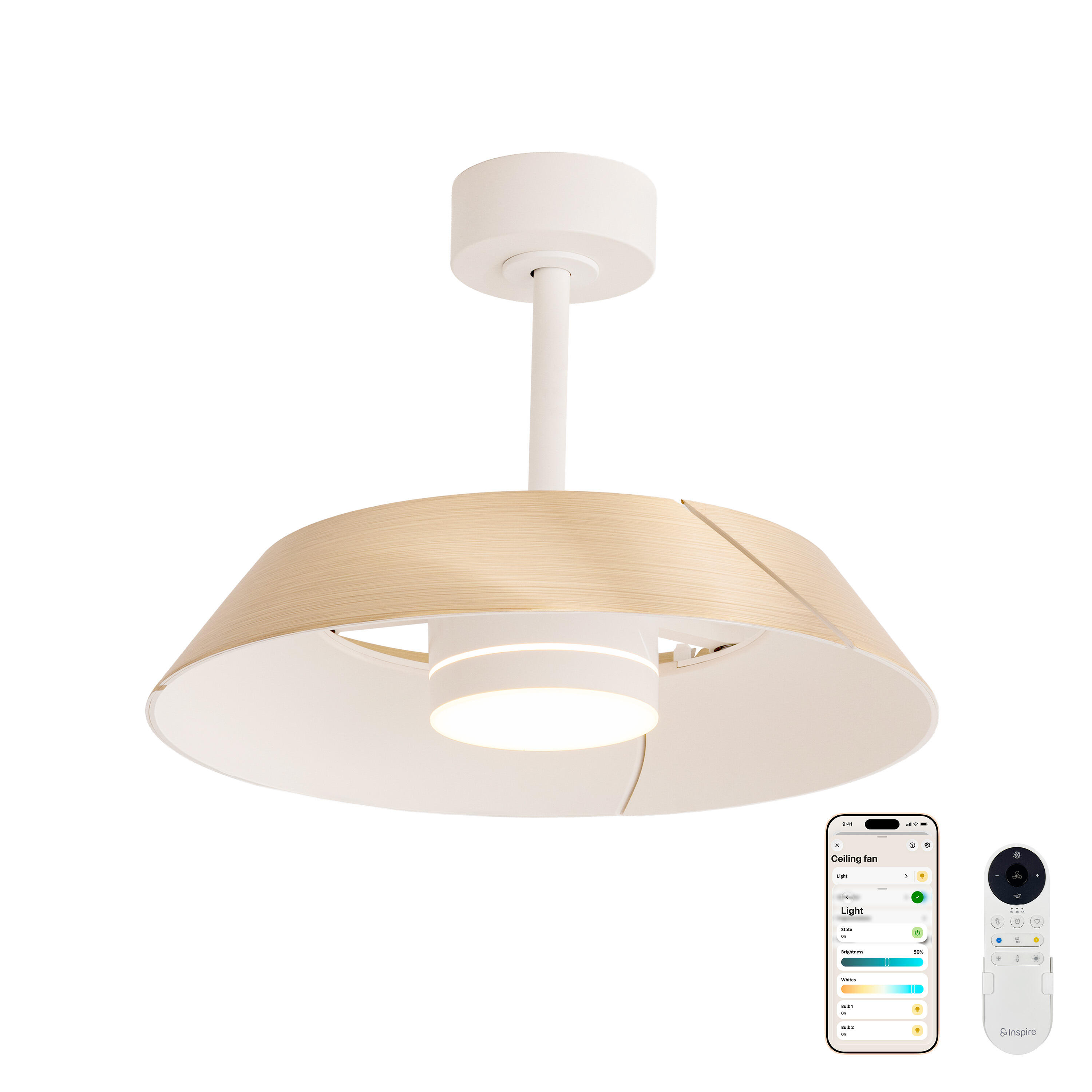 Ventilateur de plafond LED connecté silencieux, Cadix, INSPIRE ...