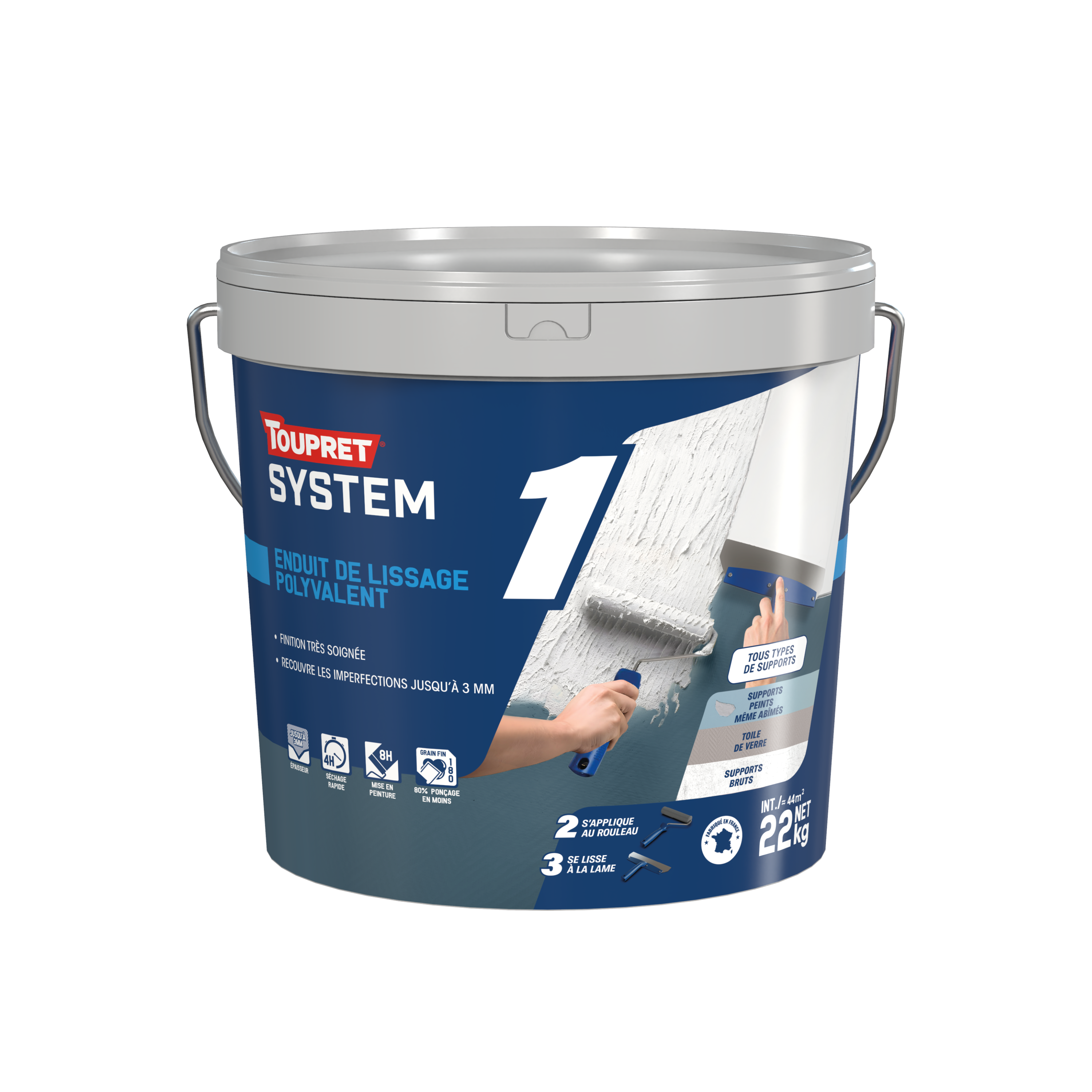 Enduit de lissage en pâte Au rouleau TOUPRET System 22 kg | Leroy Merlin