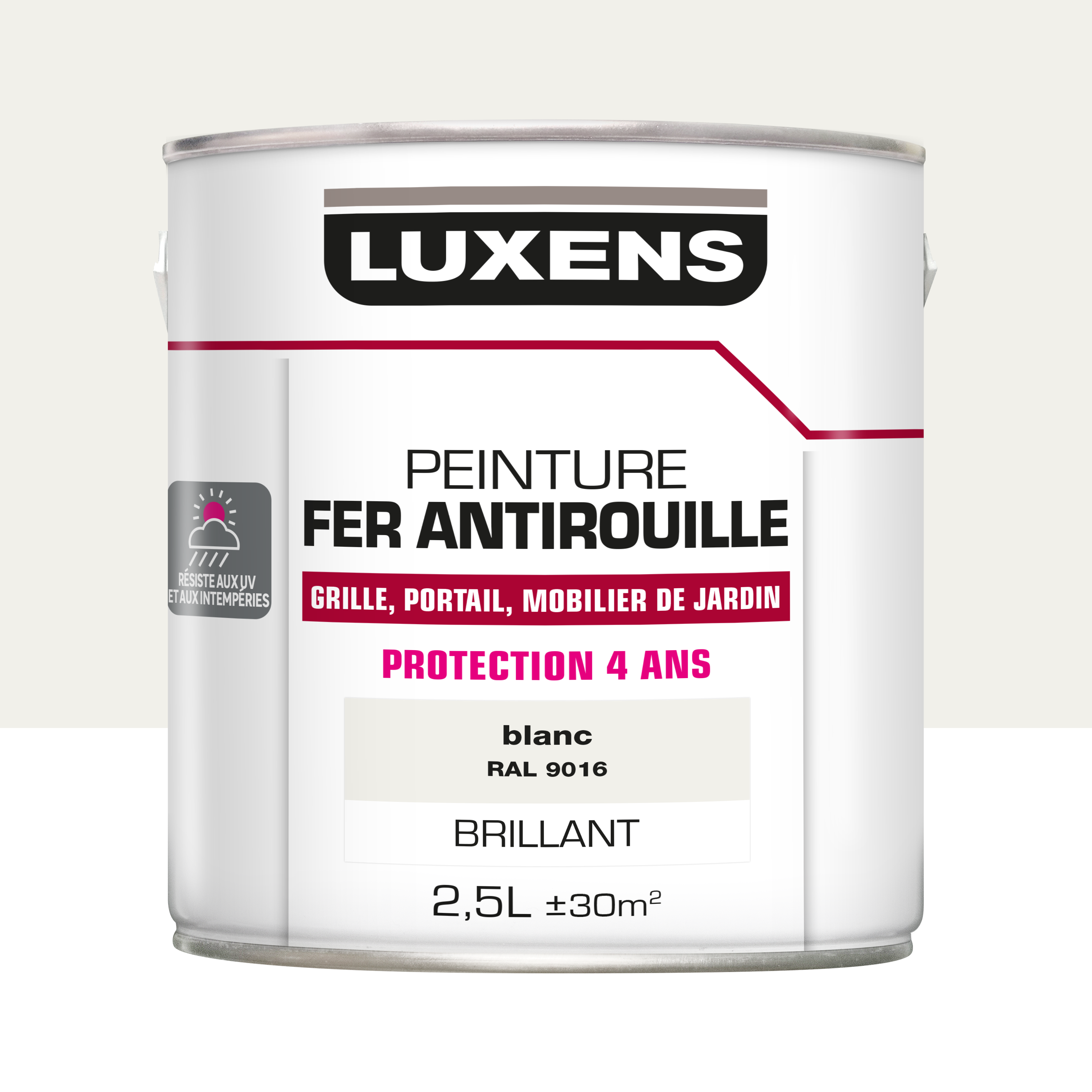 Peinture extérieure fer LUXENS blanc RAL 9016 brillant 2.5l | Leroy Merlin