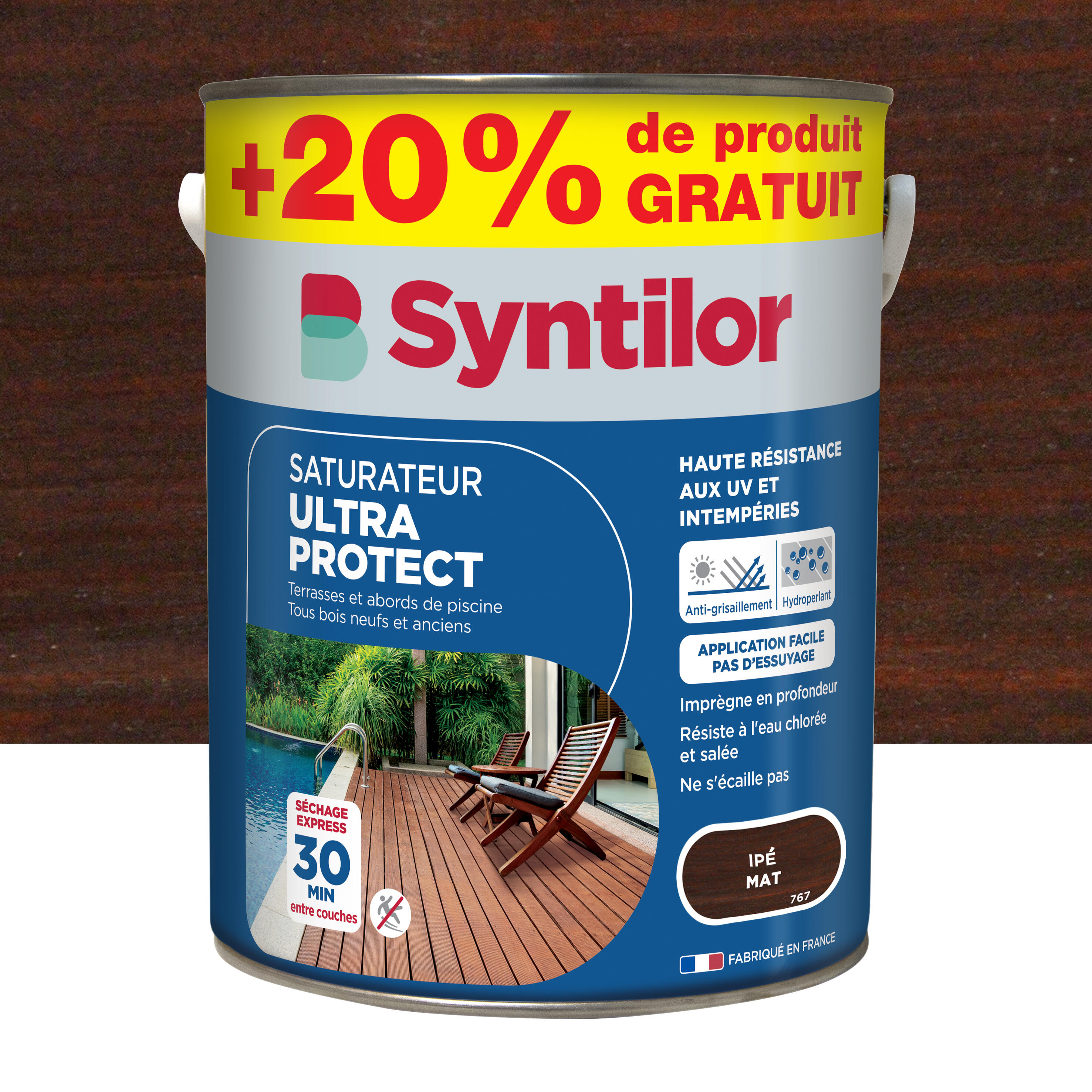 Saturateur pour bois extérieur SYNTILOR Ultra protect ipé mat 5L+20% ...