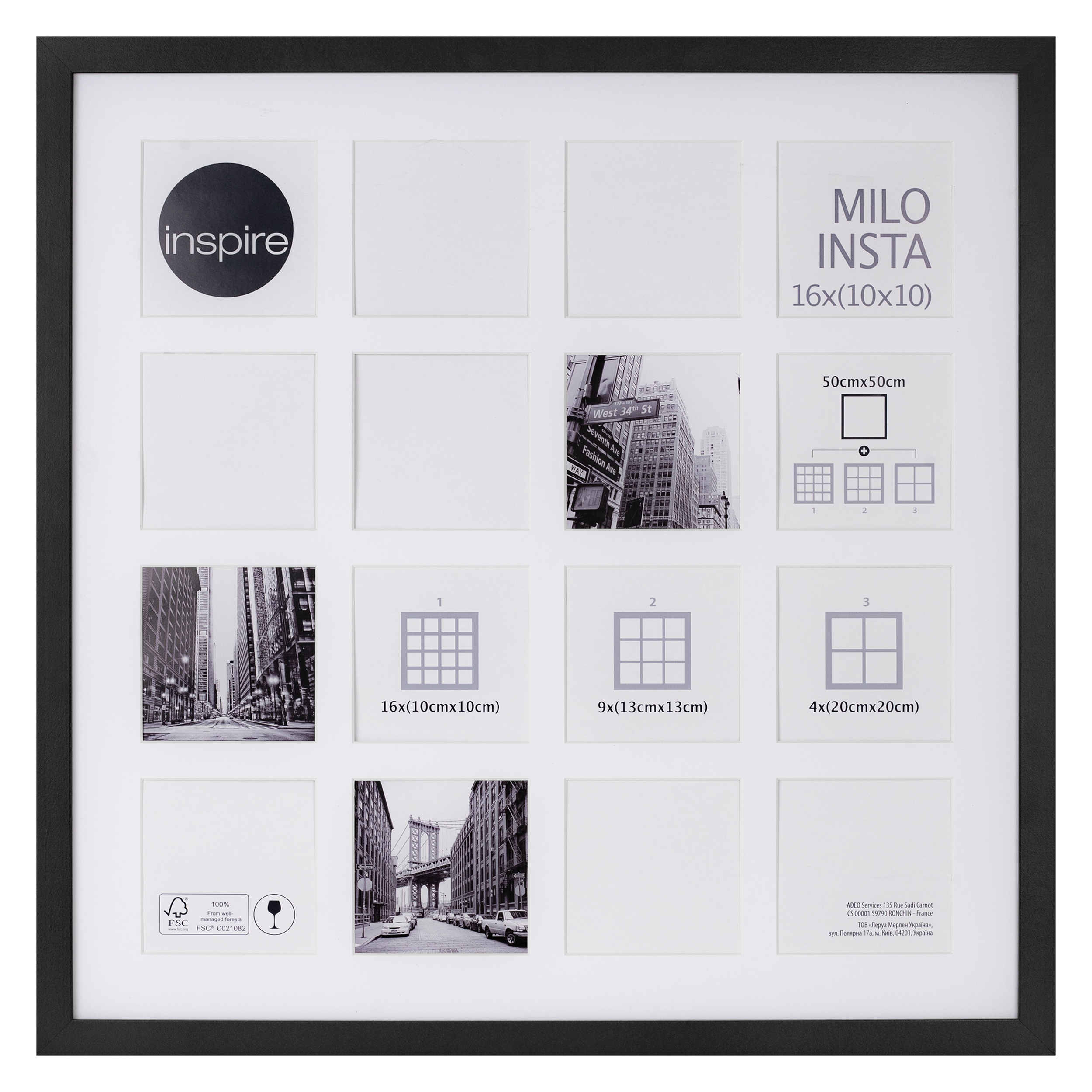 Cadre photo multiple Milo insta noir, Design H.50 x l.53 cm | Leroy Merlin