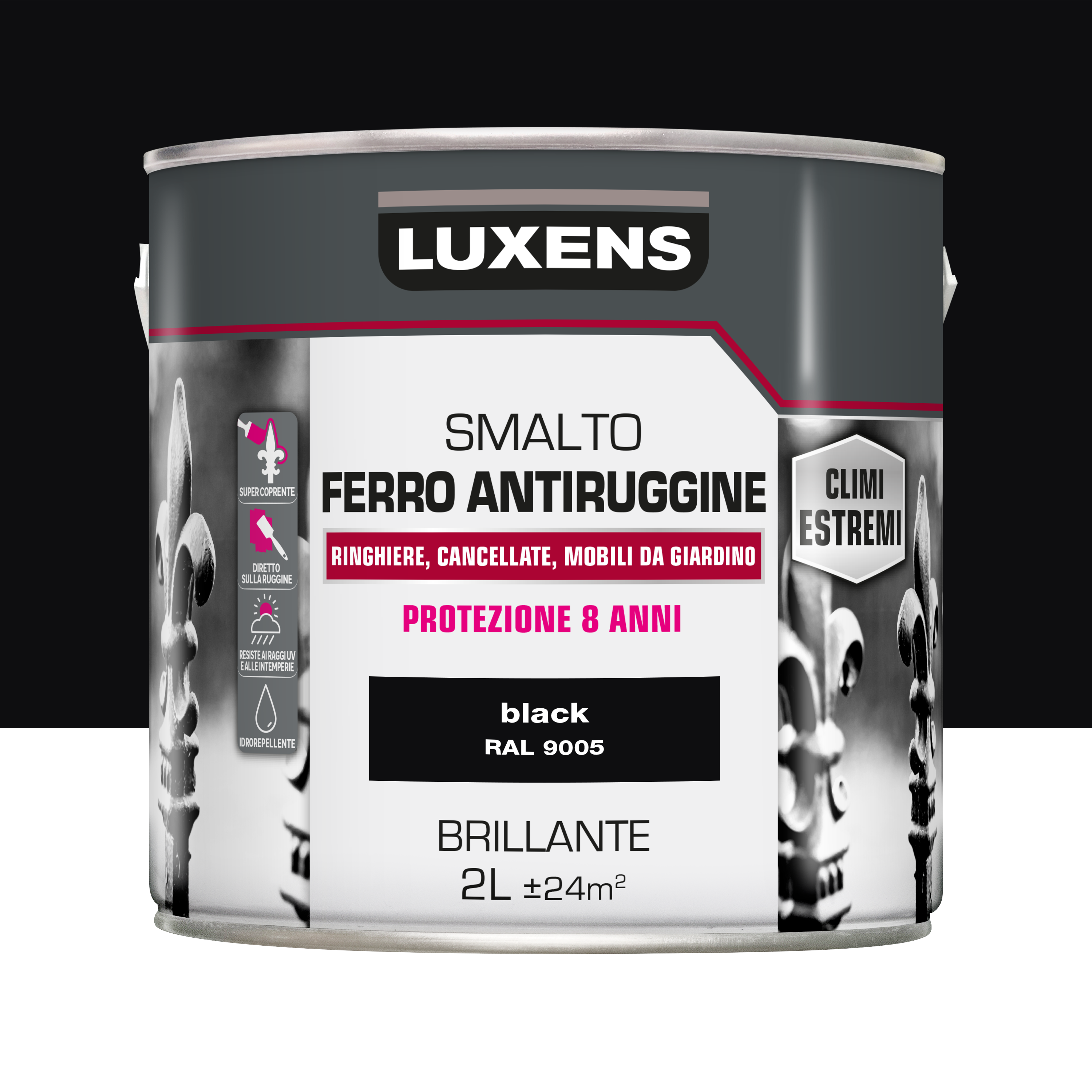 Vernice da esterno antiruggine per ferro LUXENS Climi estremi nero ...