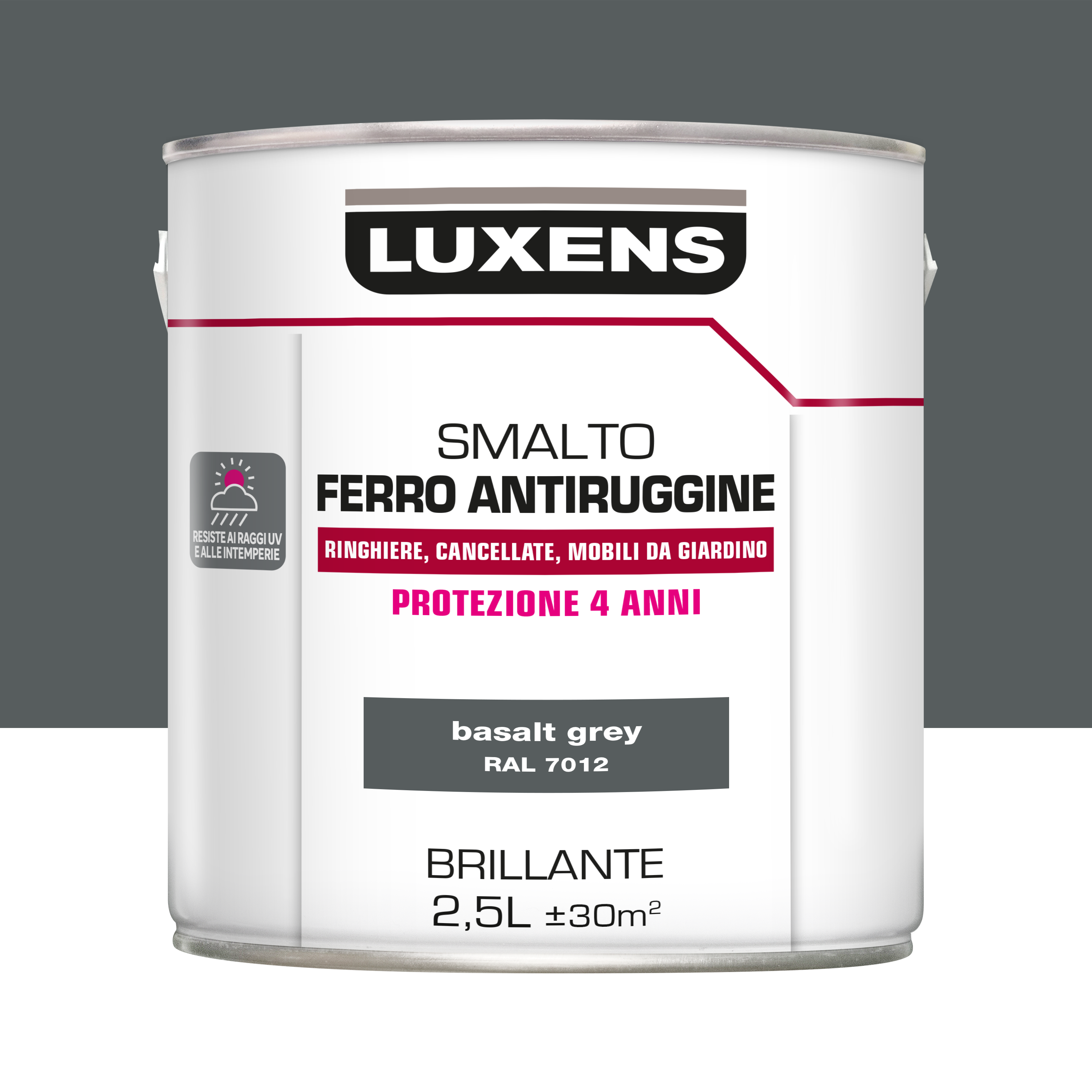 Vernice da esterno antiruggine per ferro LUXENS grigio sasso ral 7012 ...