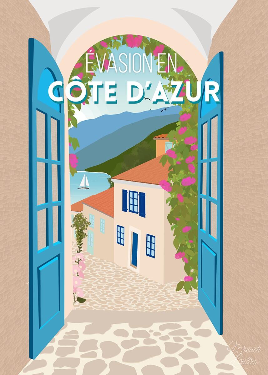 Affiche COTE AZUR 2 BLUE ART l.40 x H.50 cm | Leroy Merlin