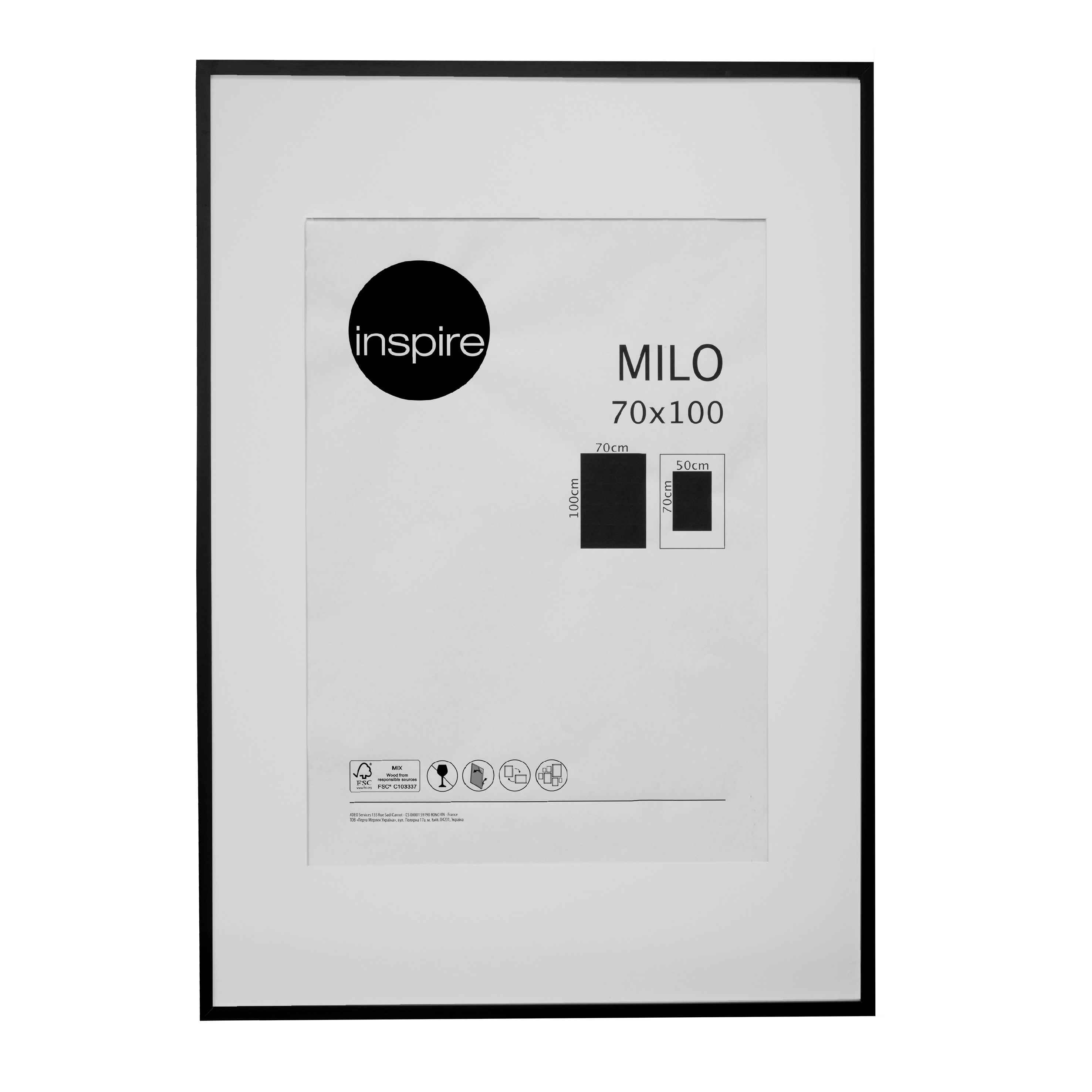 Ramka na zdjęcia Milo 70 x 100 cm czarna MDF Inspire - Leroy Merlin