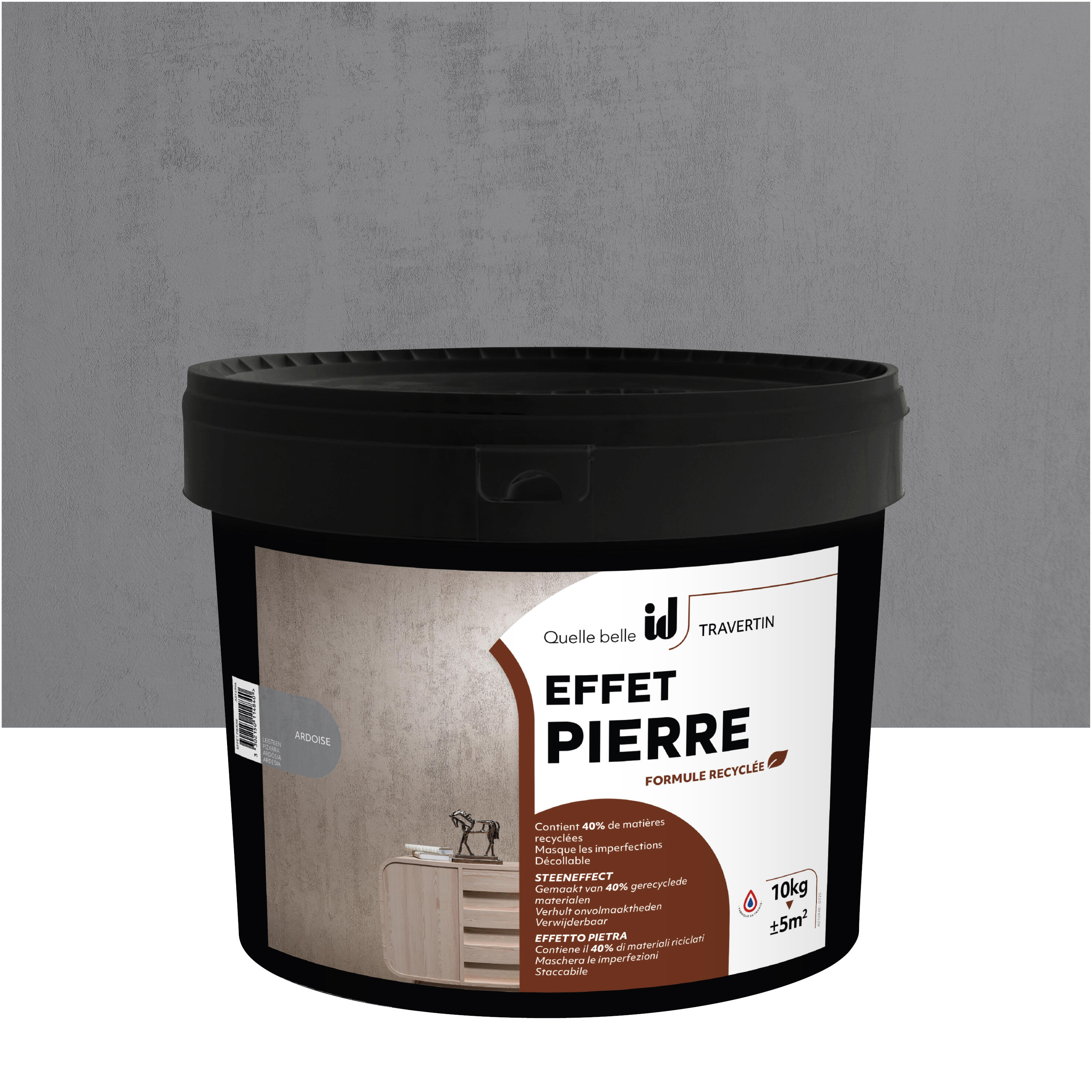 Enduit décoratif Effet pierre ID, ardoise, 10kg | Leroy Merlin