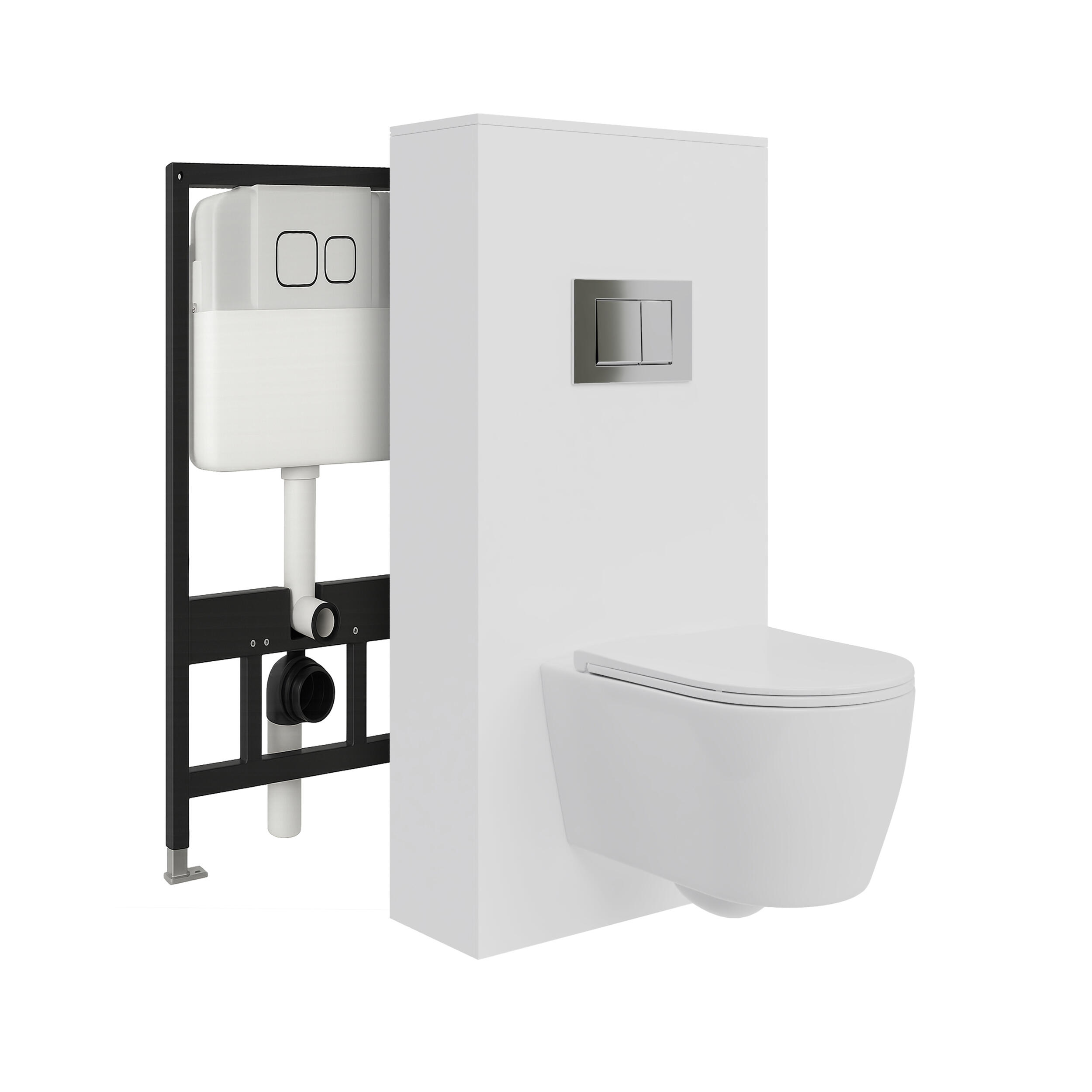 Pack Wc suspendido Espacio. Incluye Box blanco, bastidor y pulsador ...