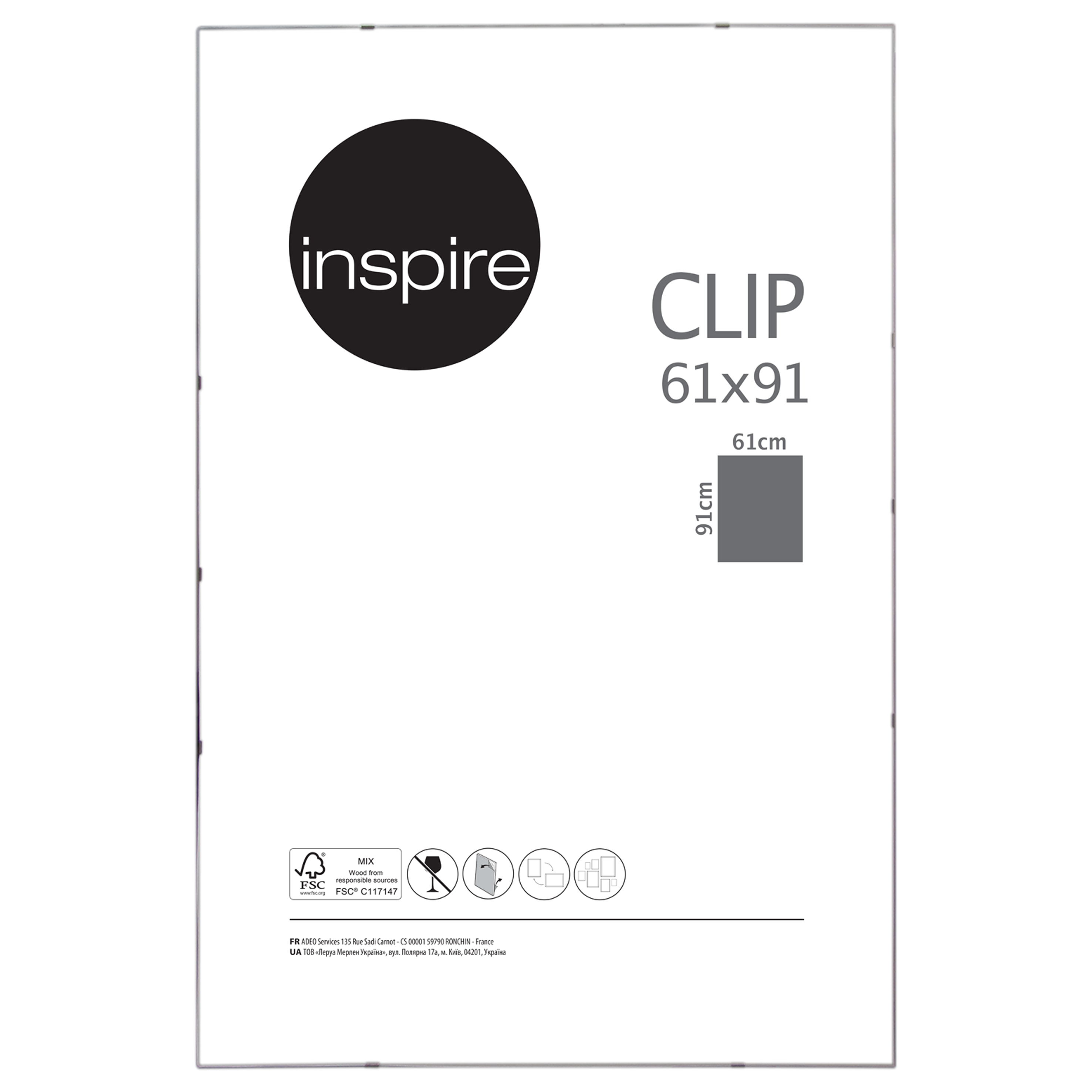 Cadre plexiglass l.61 x H.91 cm Clip | Leroy Merlin