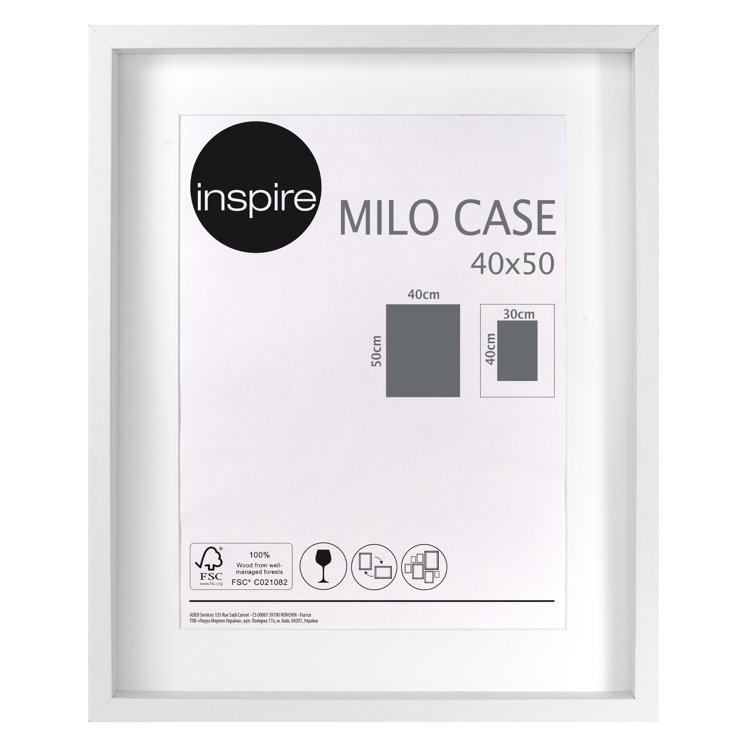 Cadre vitrine Milo case, l.40 x H.50 cm blanc, INSPIRE | Leroy Merlin