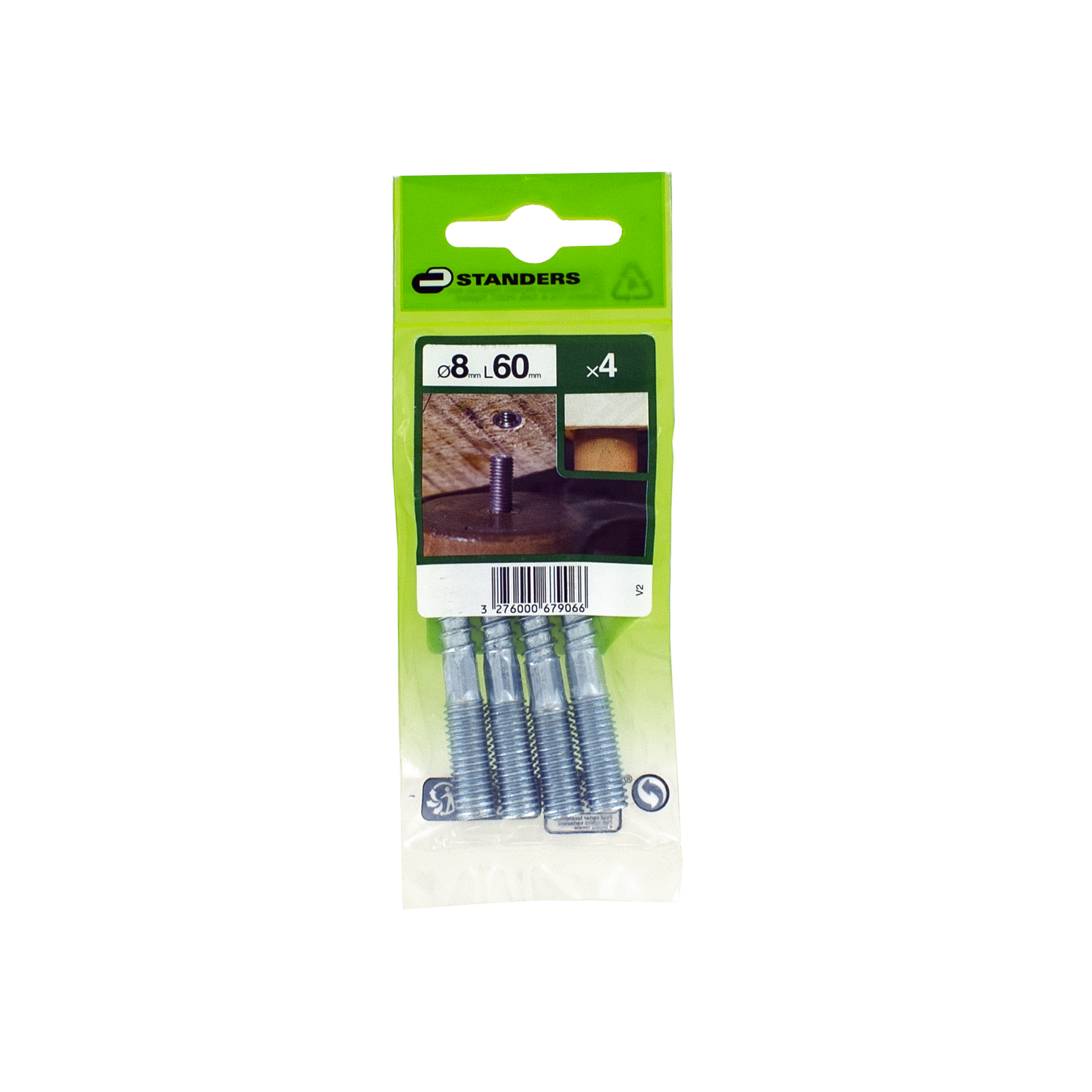 Vis double filetage métrique/métrique acier STANDERS, Diam.8 mm x L.60 ...