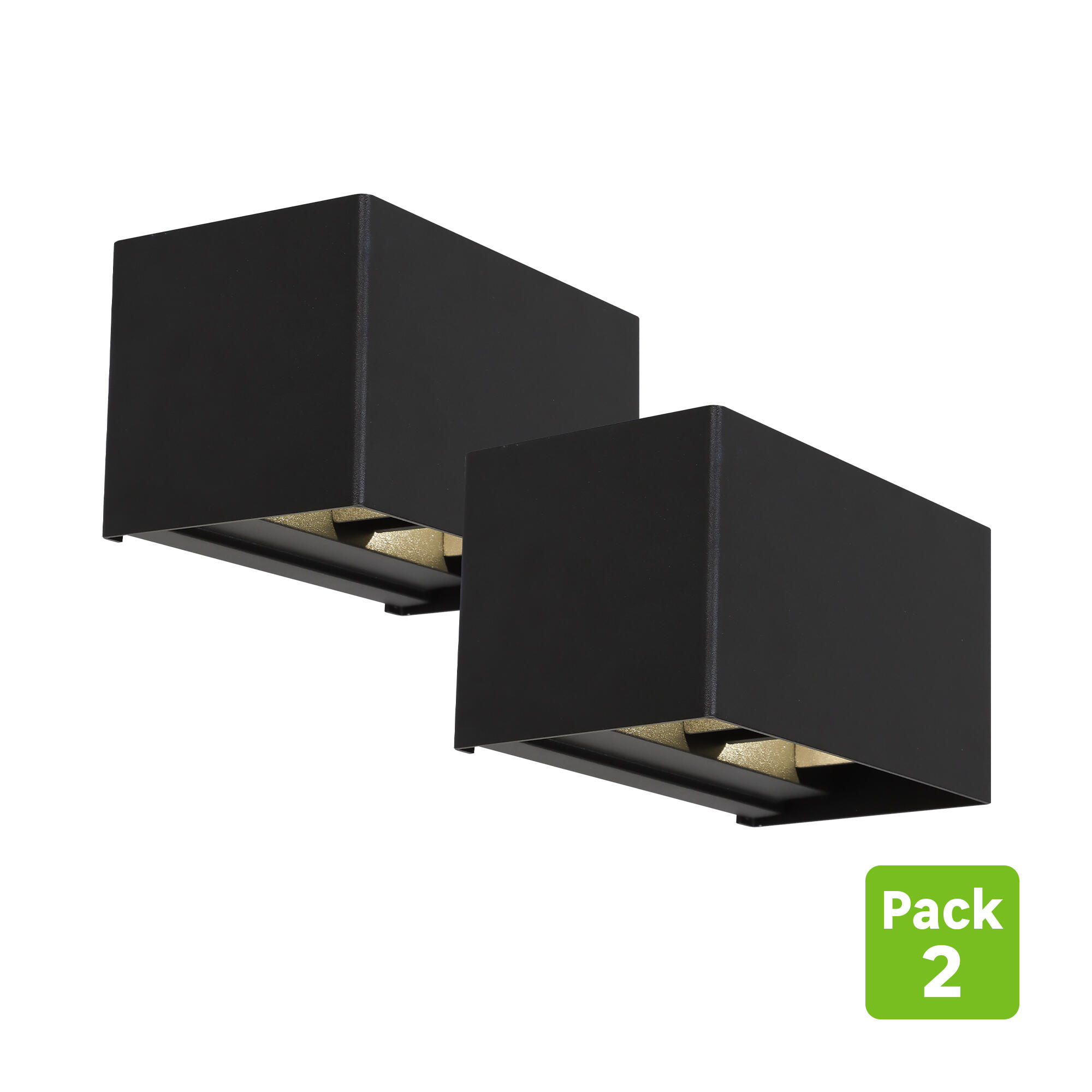 Pack 2 Apliques Roxbury INSPIRE LED cuadrado negro 740 lm IP54 | Leroy ...