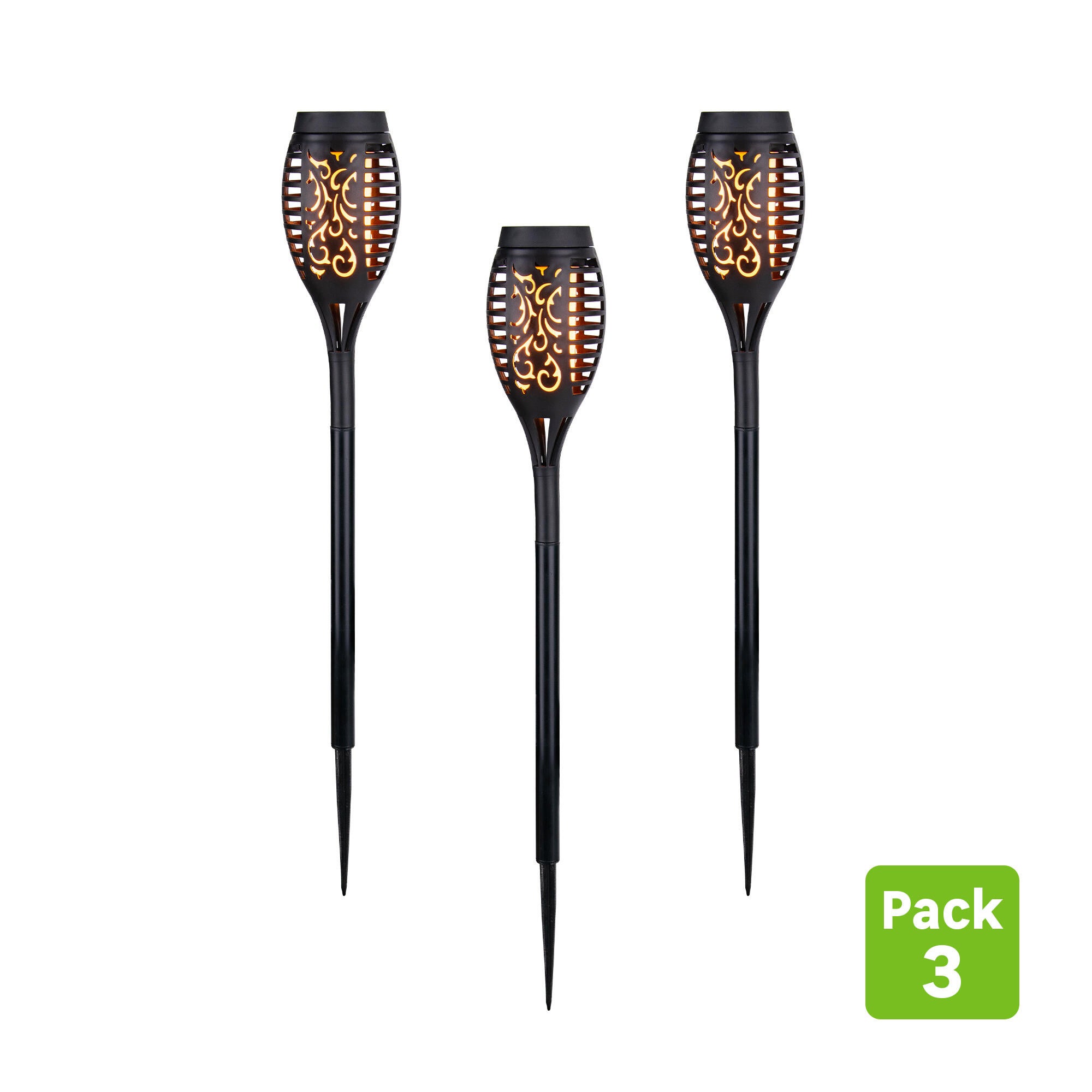 Pack 3 Balizas jardín solar exterior LED negro INSPIRE Coma IP44 sensor ...