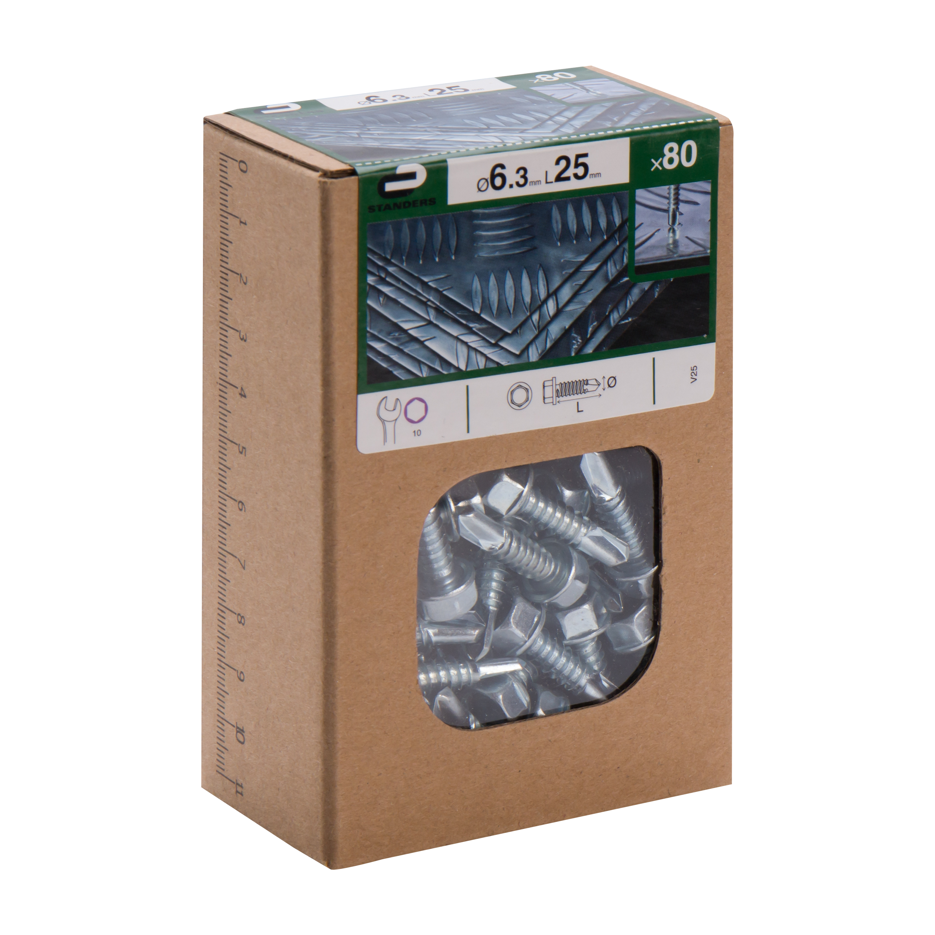 80 vis acier tête 6 pans hex STANDERS, Ø6.3 x L.25 mm | Leroy Merlin