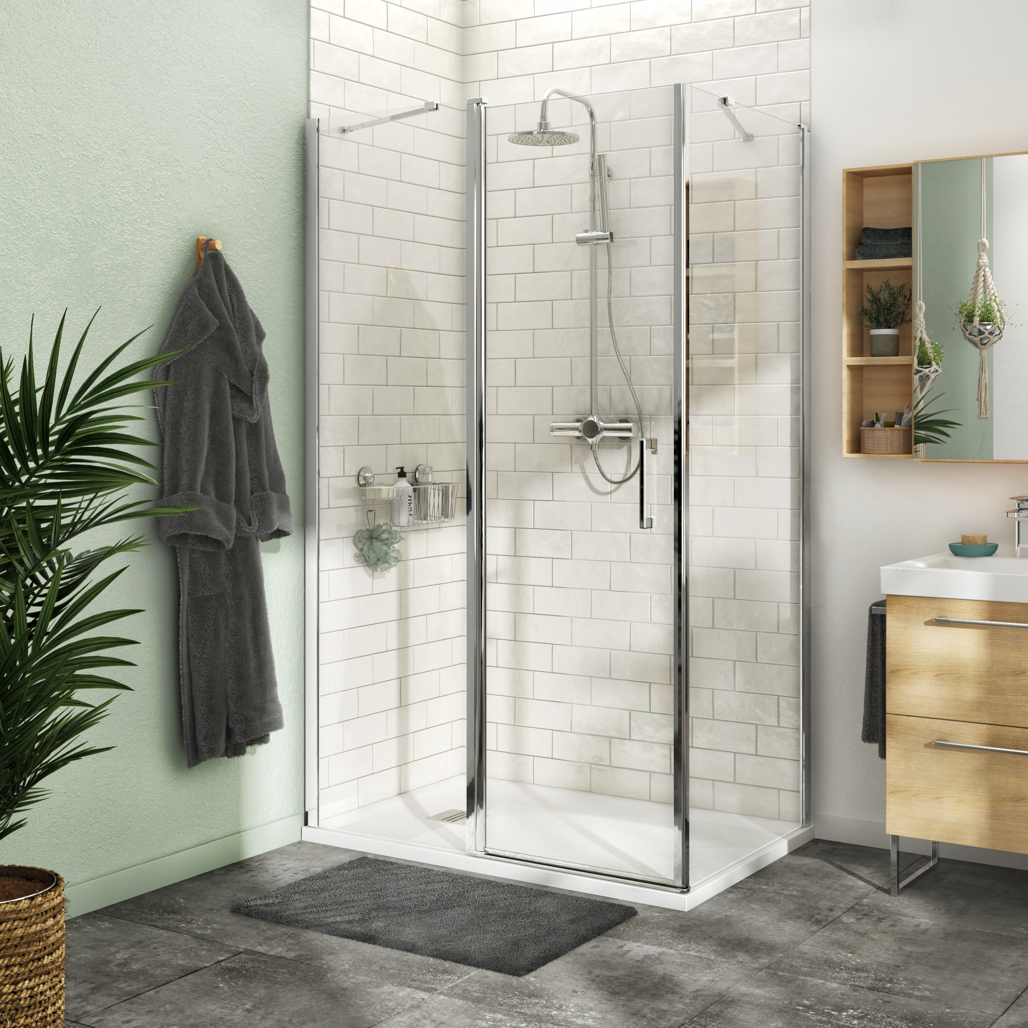 Paroi de douche pivotante verre sans finition / transparent 79 cm ...