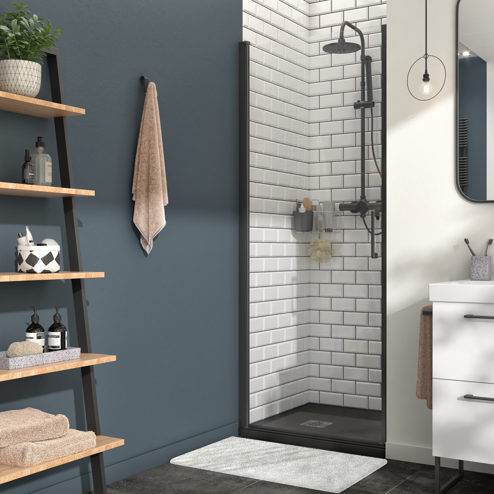 Receveur remix noir 90X90 cm paroi Remix verre sans finition ...