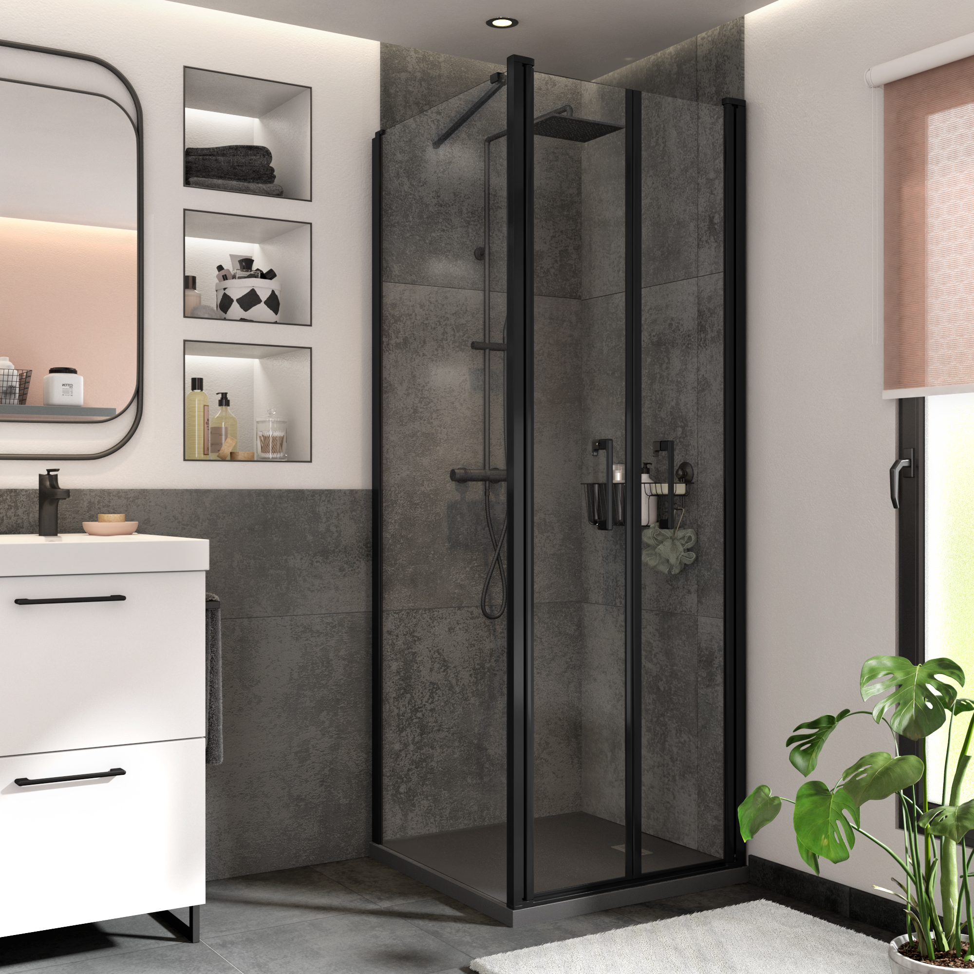 Receveur remix noir 80X80 cm paroi Remix verre sans finition ...