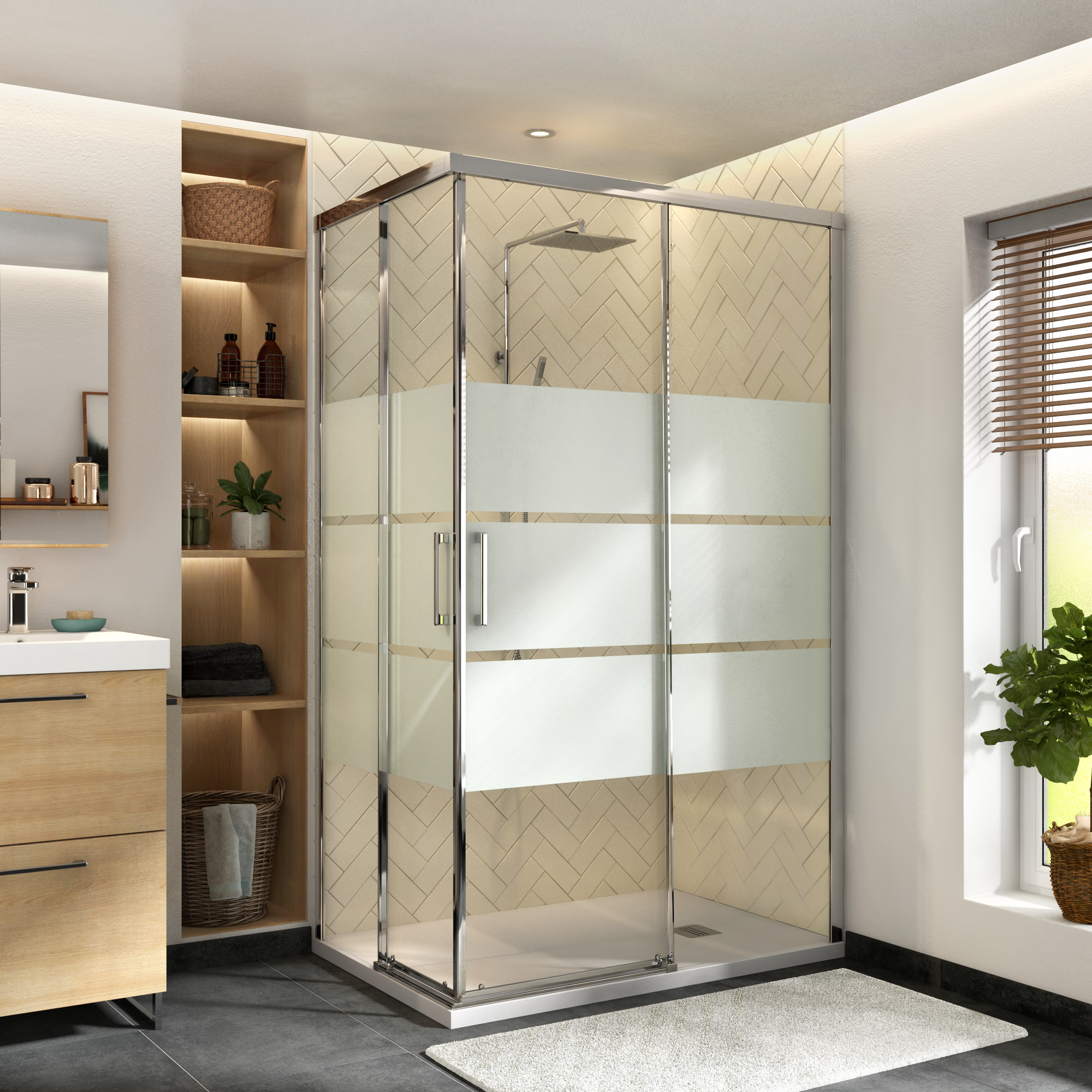 Box doccia con ingresso angolare scorrevole Remix rettangolare L 80 x L ...